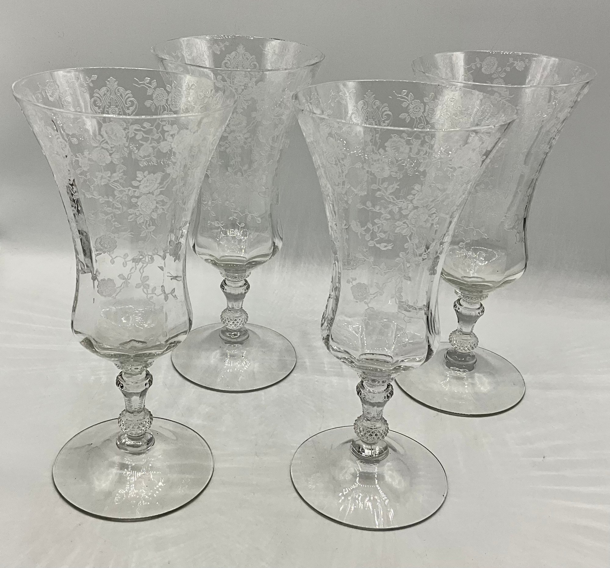 4 ROSE POINT Cambridge Glass Goblets & More #40815071 | Auctionninja.com