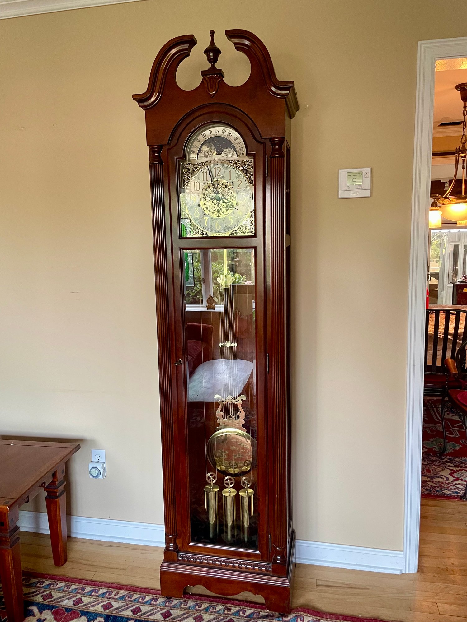 Beautiful Sligh Mahogany Moon Dial Grandfather Clock, Made In Holland ...