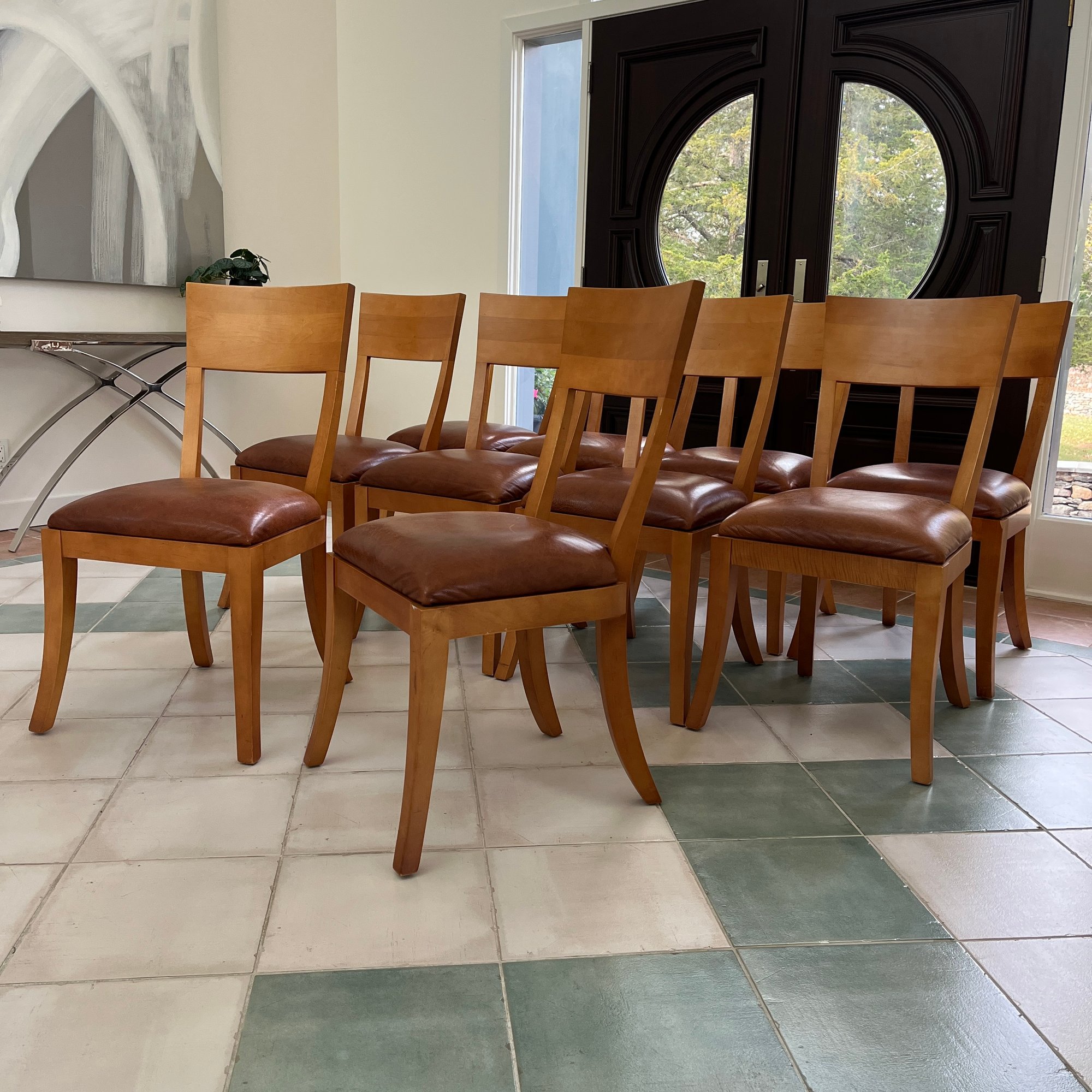 A Set Of 10 Tango Leather Seat Dining Chairs - Asher Benjamin Studio Furniture Makers #40813675 ...
