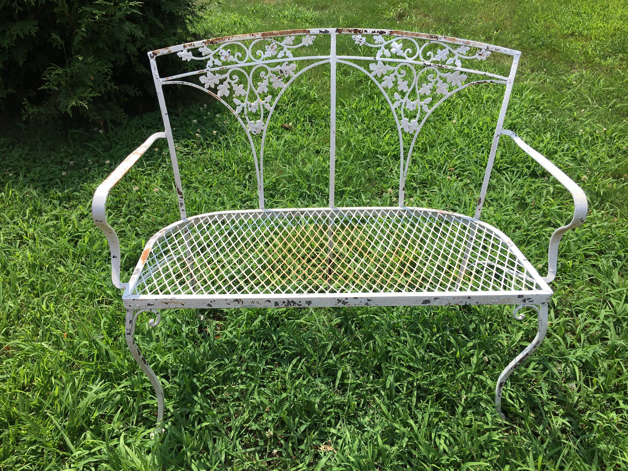 Fabulous Vintage Russell Woodard Wrought Iron Double Settee Bench With ...