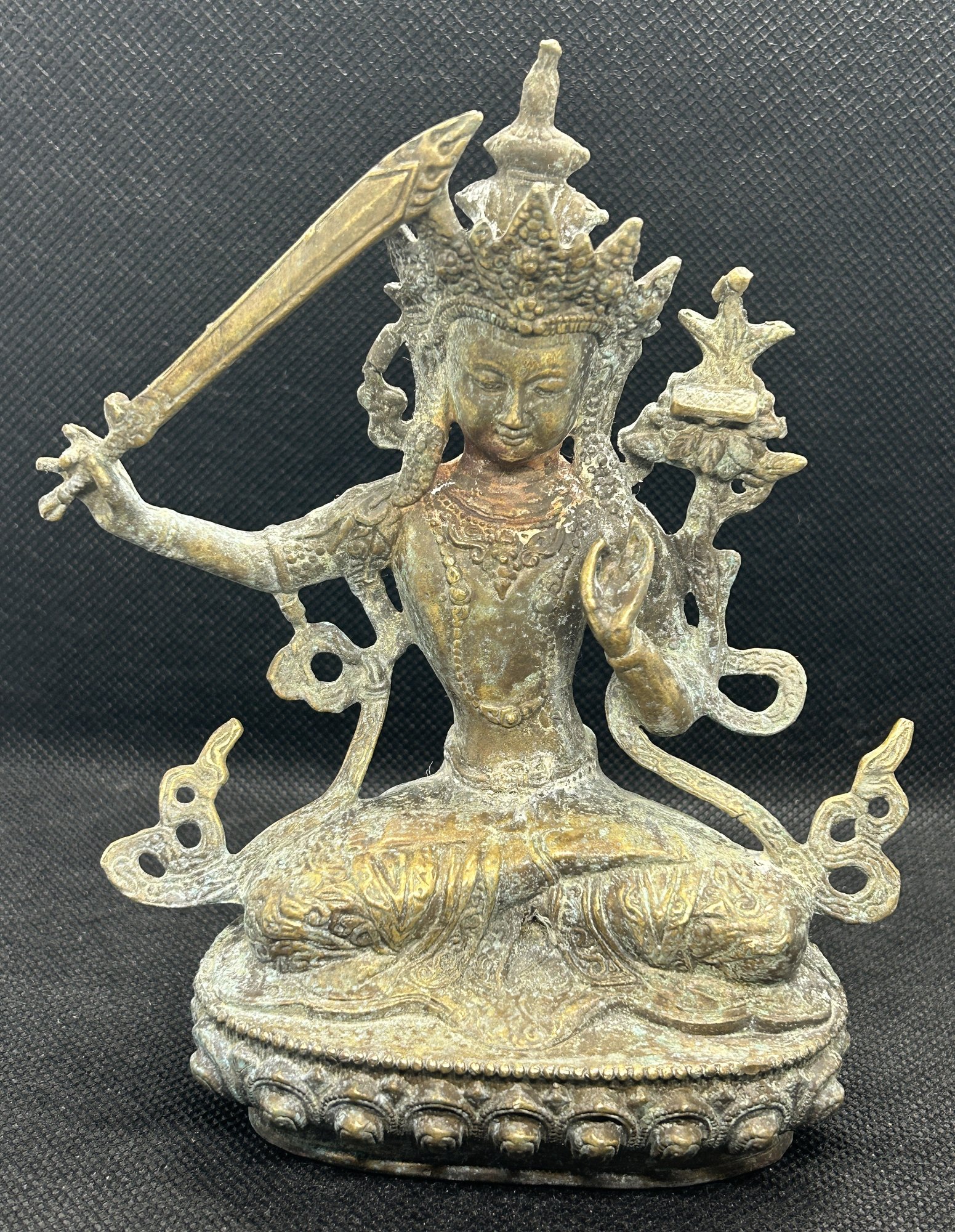 Fine Tibetan Bronze Seated MANJUSHRI Travel Idol- God Of Wisdom ...