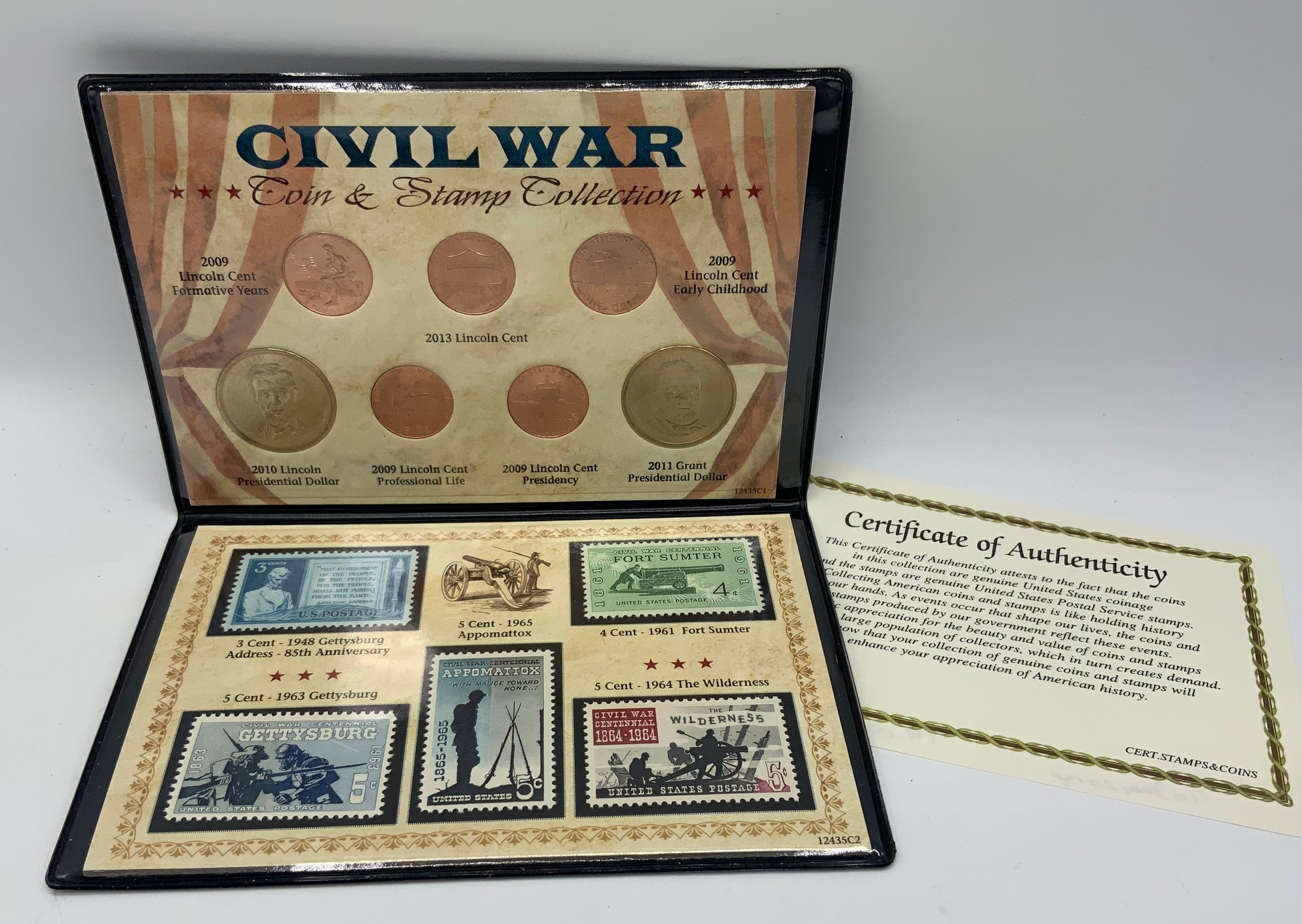 Civil War Coin & Stamp Collection ~ Coins 2009 & Stamps ~ Certificate ...