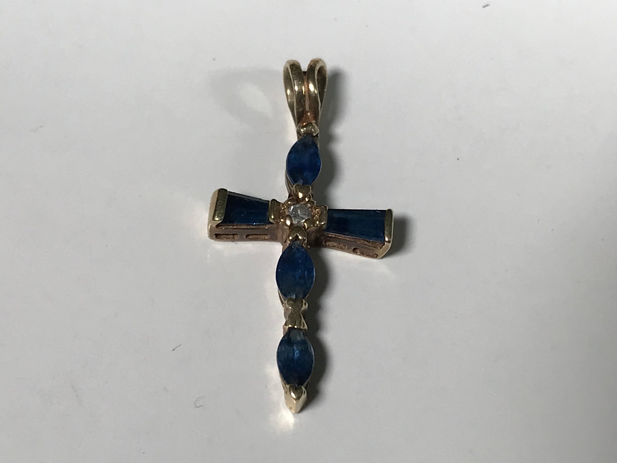 Fabulous Vintage 14K Gold Cross With Sapphire & Diamond - Very Pretty ...