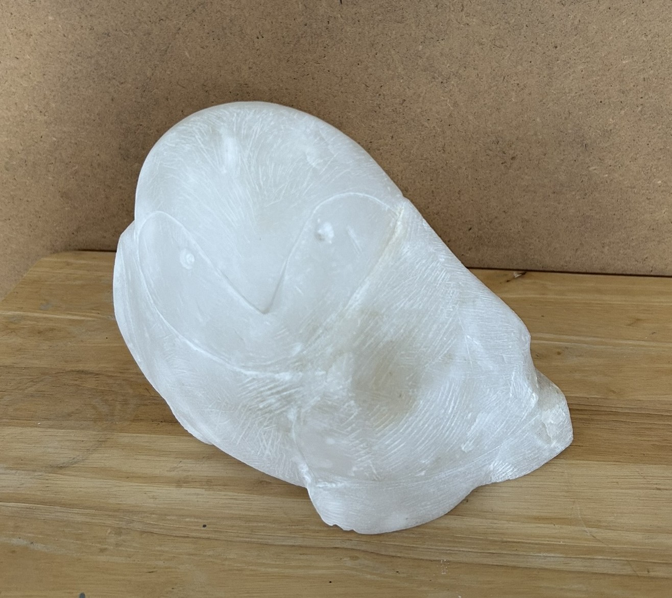 Hand Carved Alabaster Snow Owl Sculpture #2087783 | Auctionninja.com