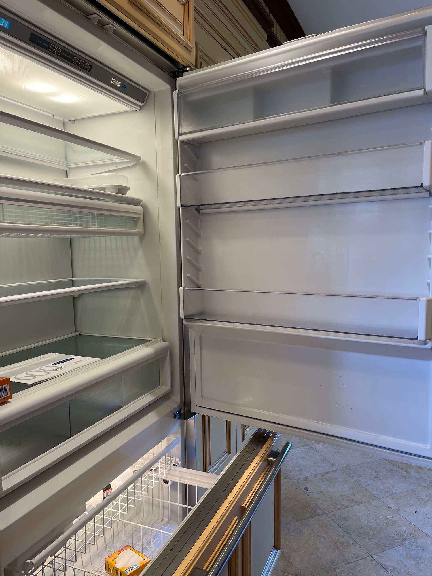 A Sub Zero 650 - 36 Inch - Fridge Over Freezer - Custom Panels ...