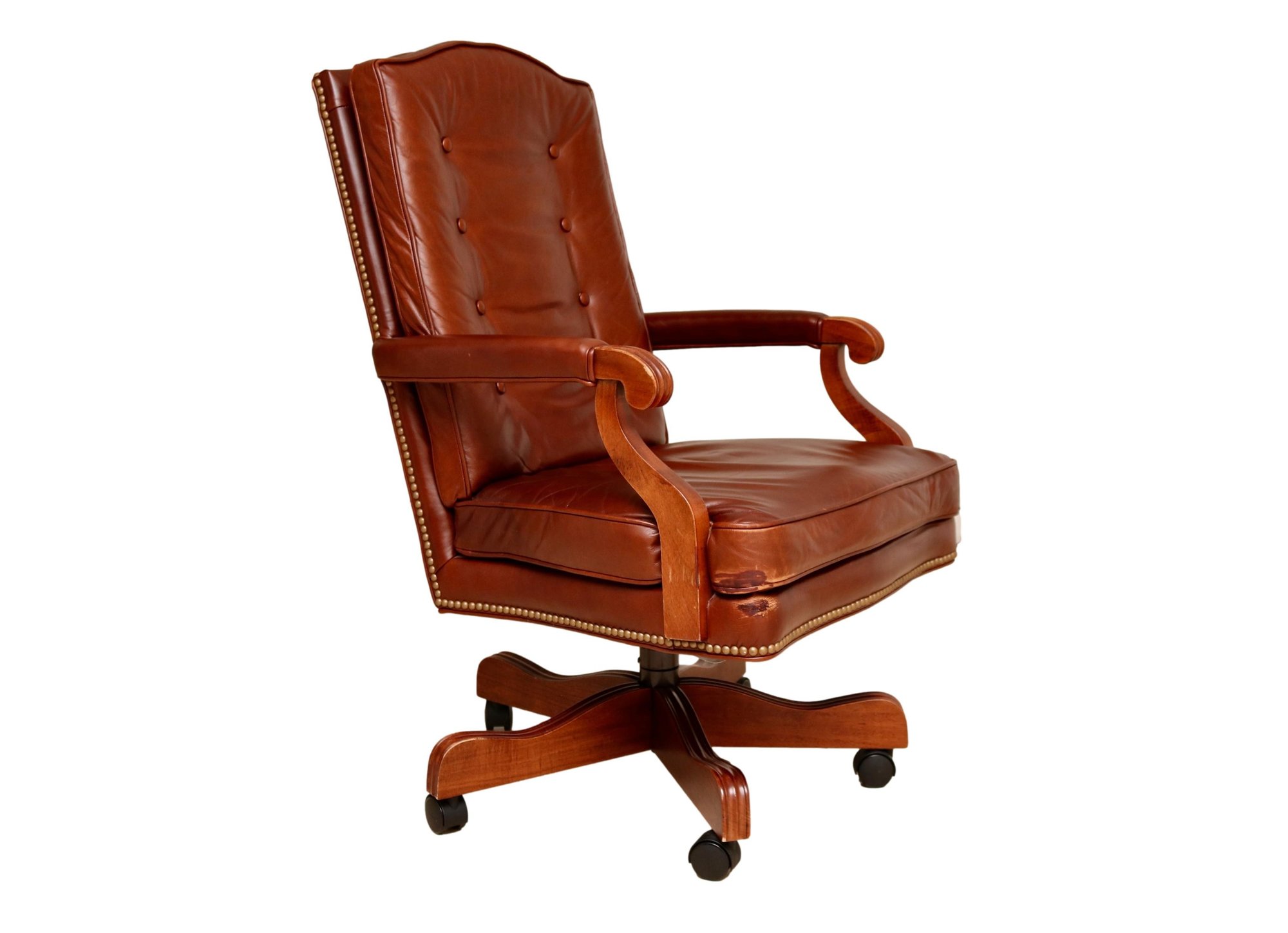Traditional Leather Executive Desk Chair With Button Tufting And ...