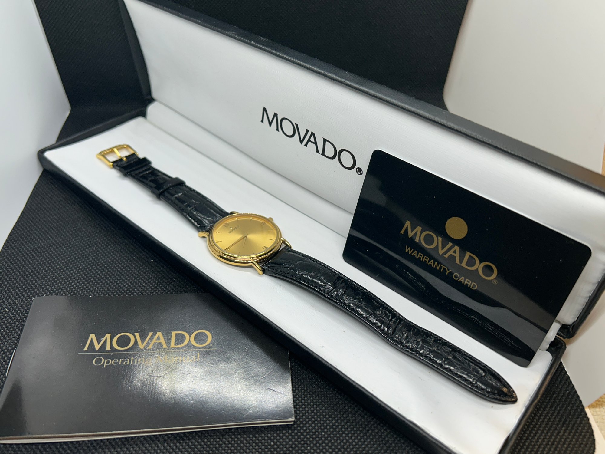 Luxury Men's MOVADO MUSEUM With Real Sapphire Crown- In Box With ...