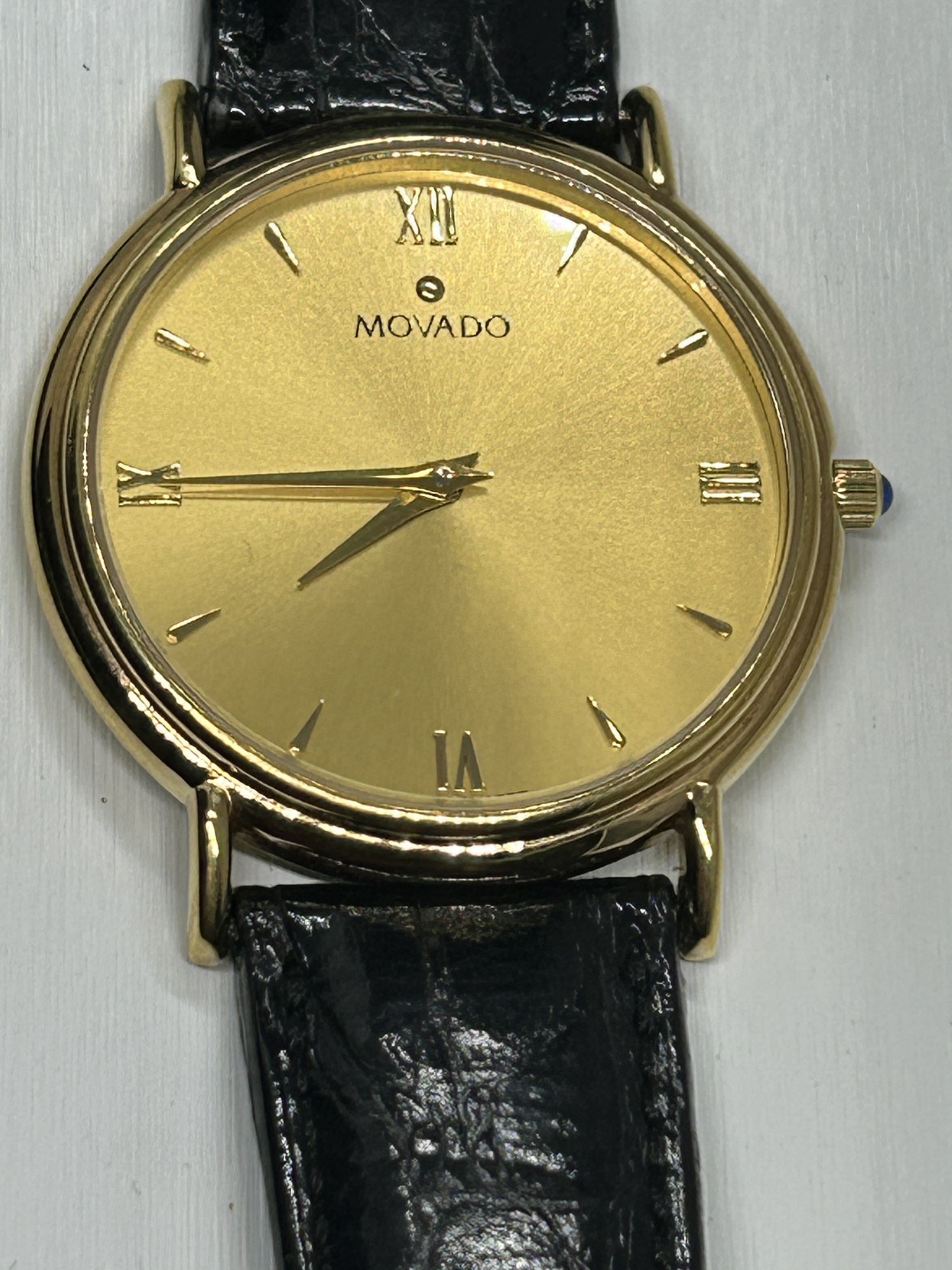 Luxury Men's MOVADO MUSEUM With Real Sapphire Crown- In Box With ...