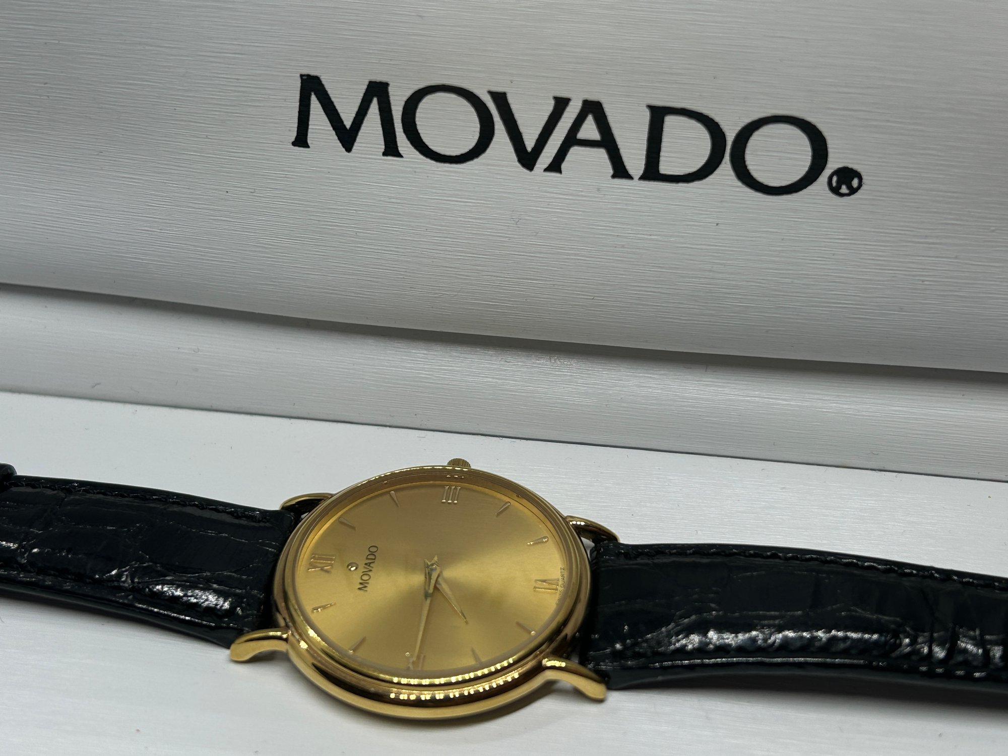 Luxury Men's MOVADO MUSEUM With Real Sapphire Crown- In Box With ...