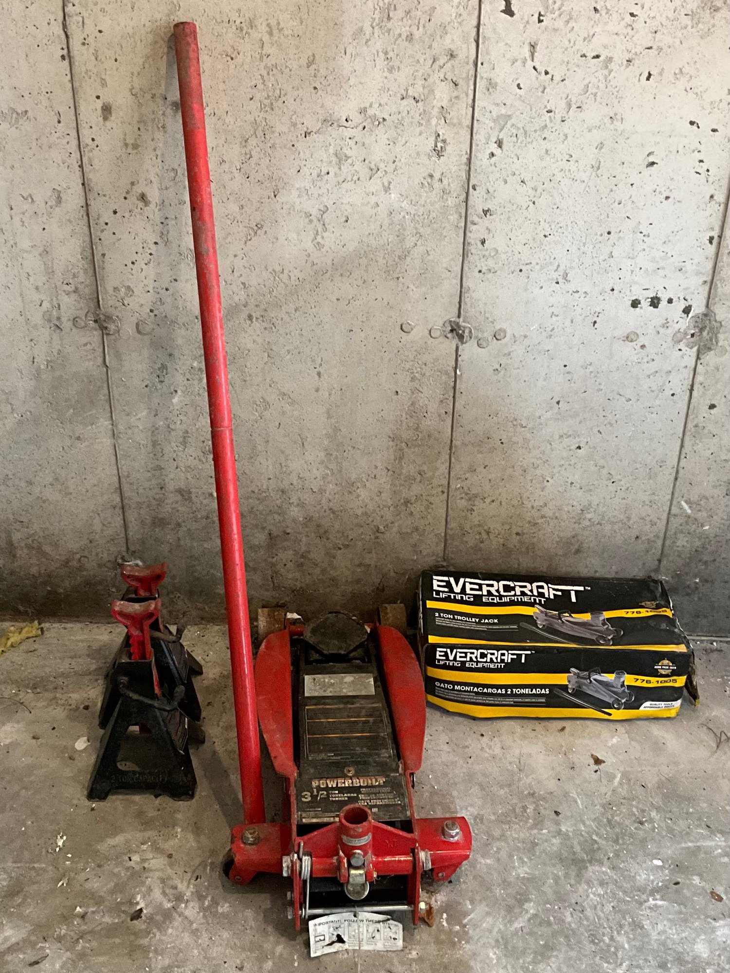 Powerbuilt 3 1/2 Ton Service Jack, (2) Jack Stands - 2 Ton Capacity ...