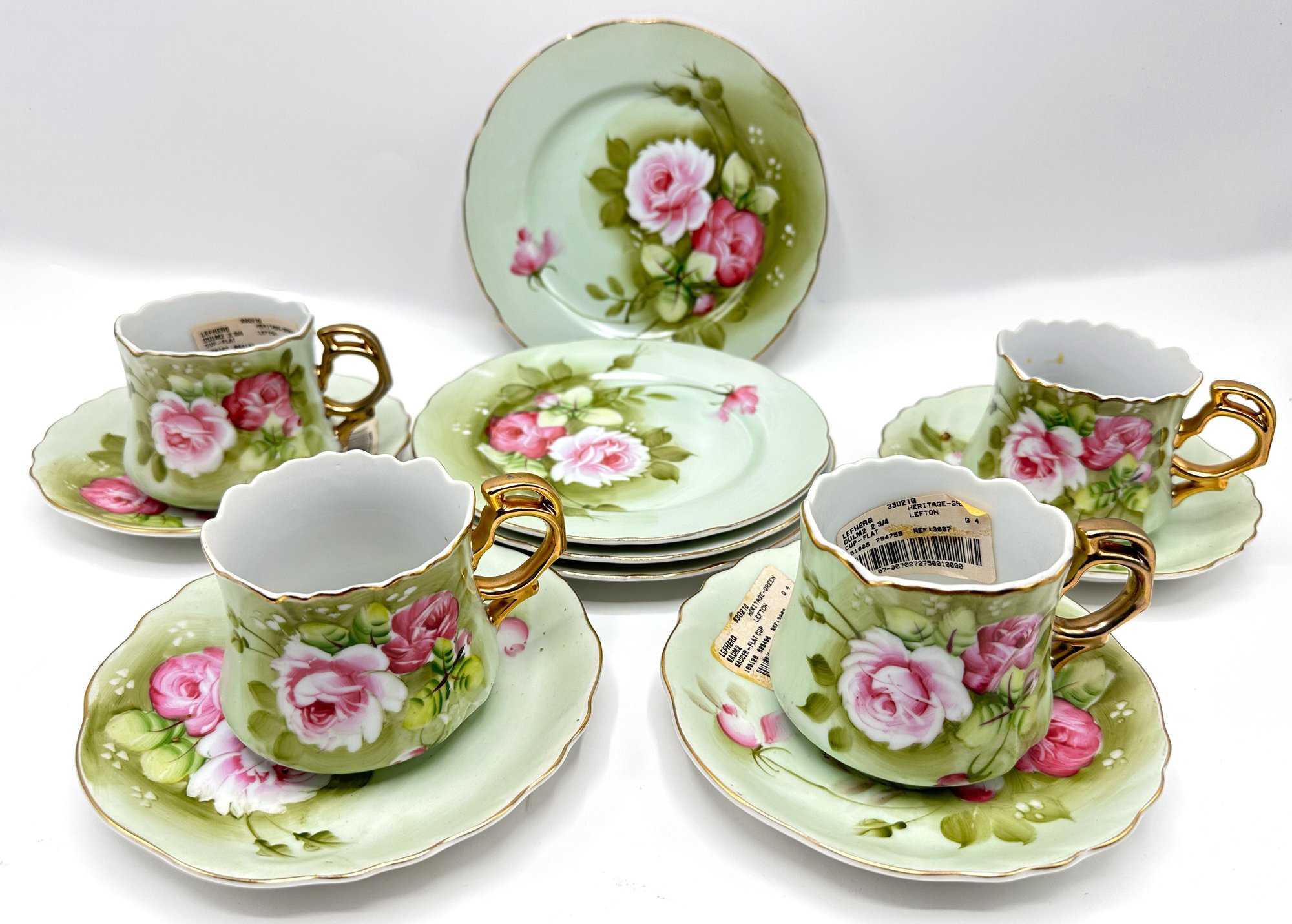 Never Used Vintage Lefton China Japanese Tea Set For 4: Mugs, Saucers ...