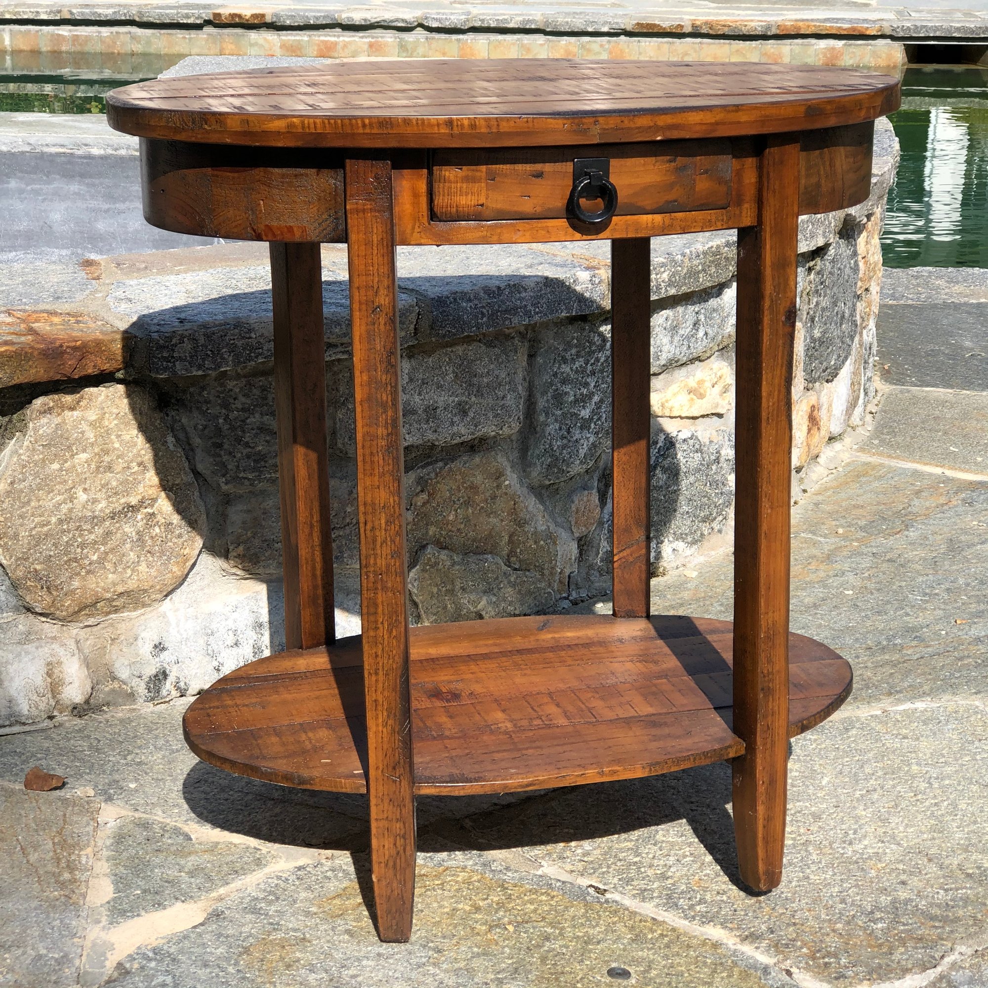 Lovely Rustic Wood Accent Table - Great Worn Patina - Vintage Style - One Drawer - Very Nice ...