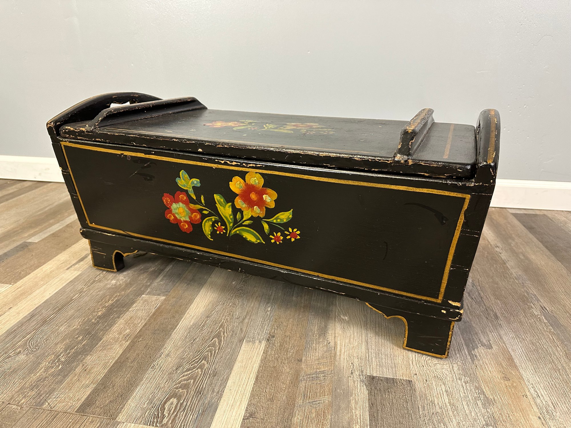 Antique Black Hand Painted Lidded Pennsylvania Dough Box #1510028 ...