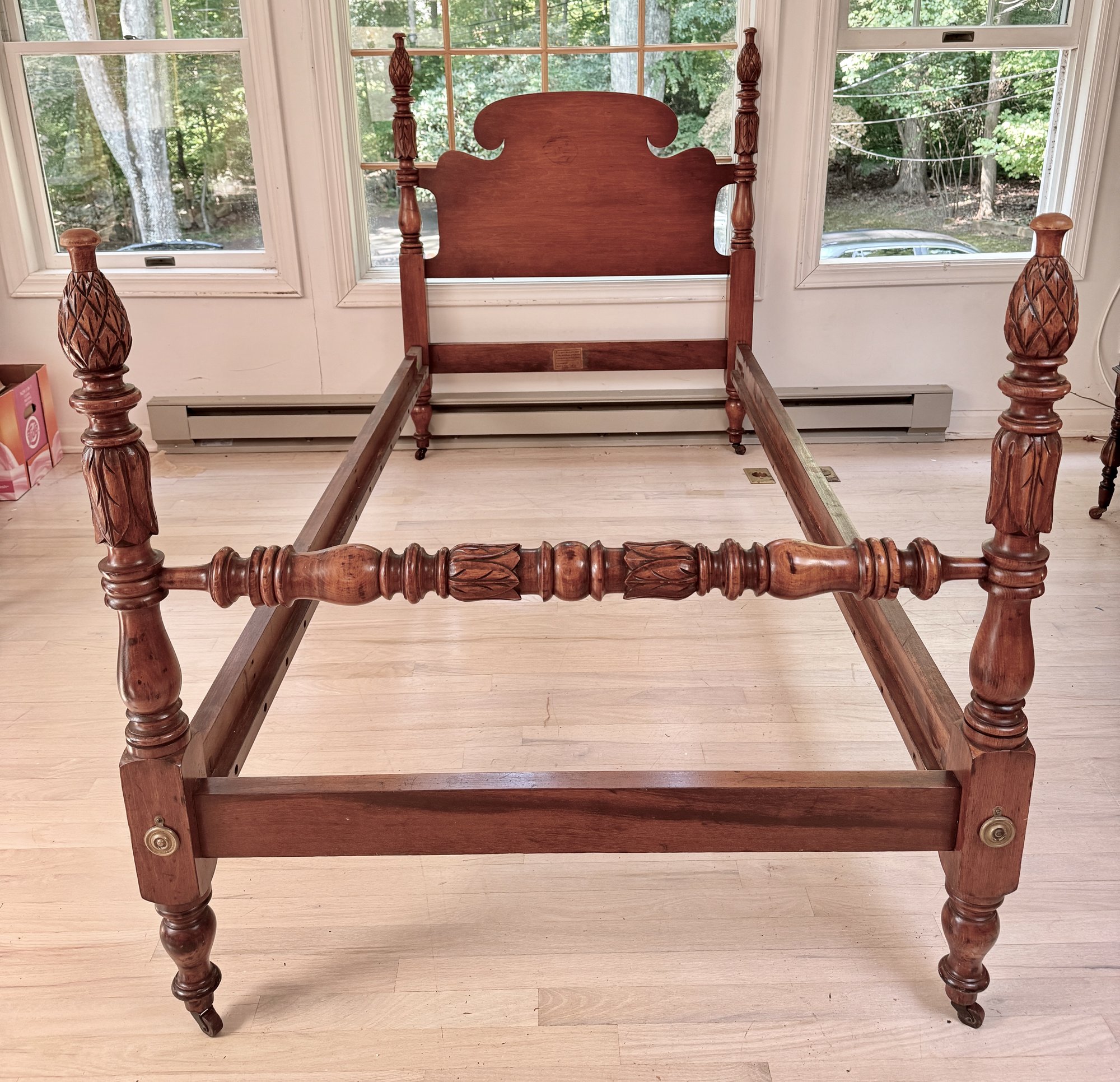 Antique 1930 Wood Pine Cone Spindle Bed From Chadwick Furniture Of ...