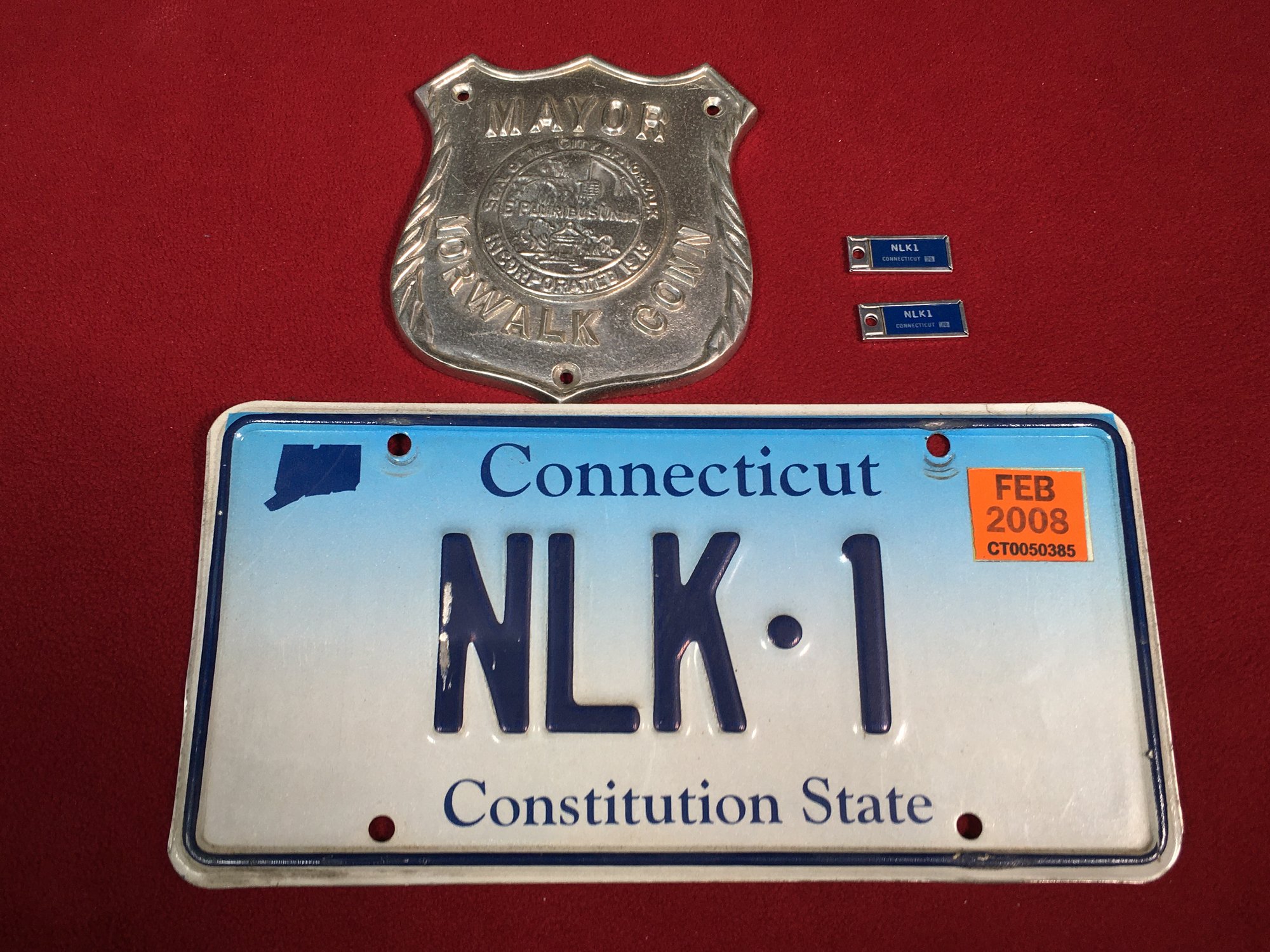 Four Vintage NORWALK, CONNECTICUT Mayor Items - Large Mayor Car Badge ...