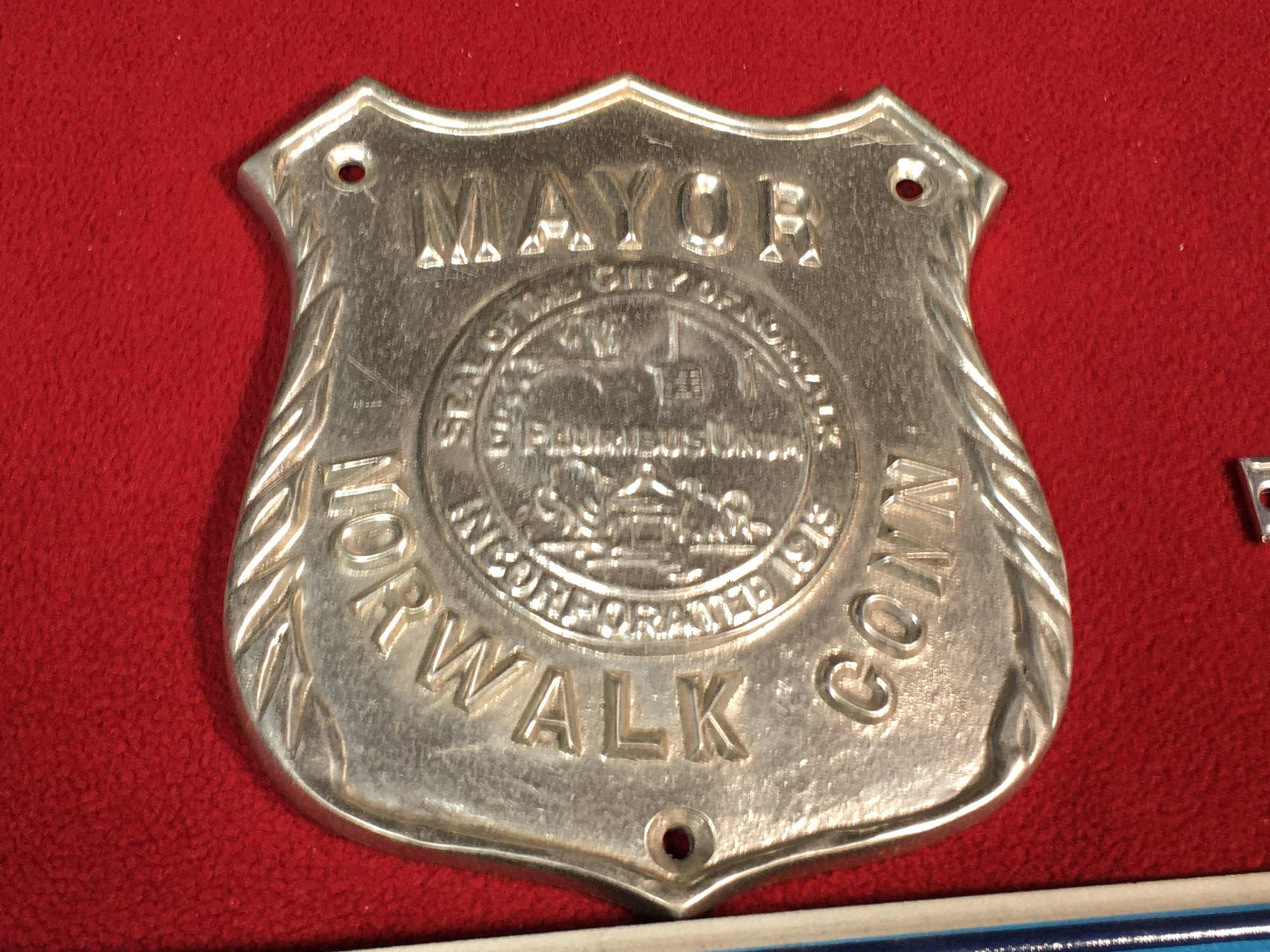 Four Vintage NORWALK, CONNECTICUT Mayor Items - Large Mayor Car Badge ...