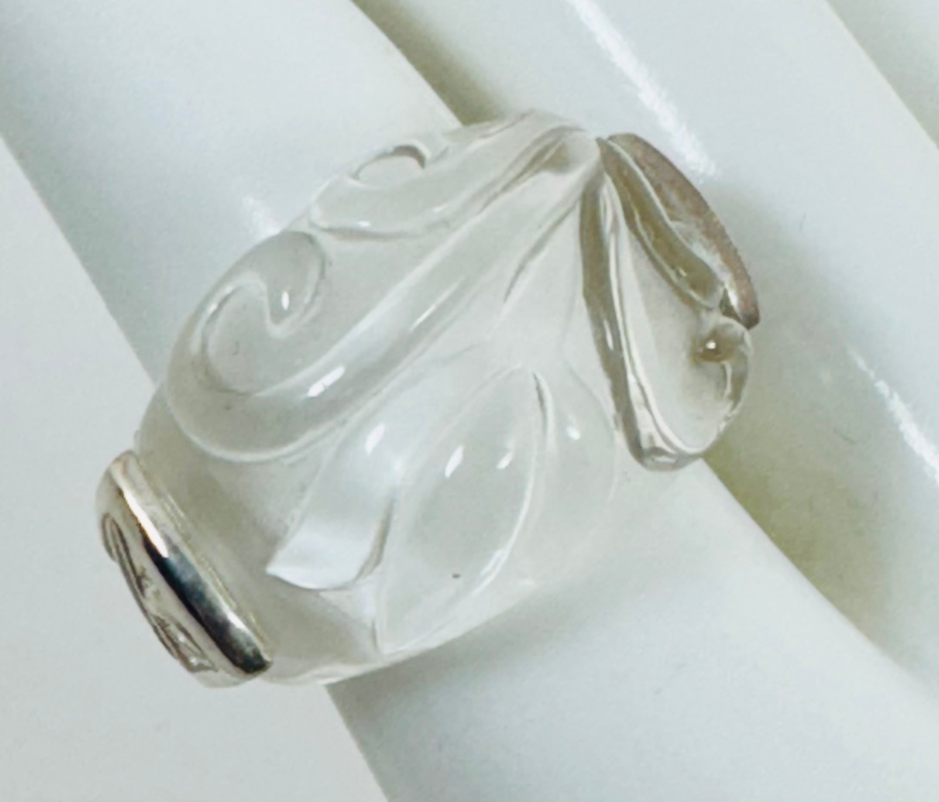 DESIGNER SAJEN STERLING SILVER CARVED CRYSTAL RING #2167579 ...