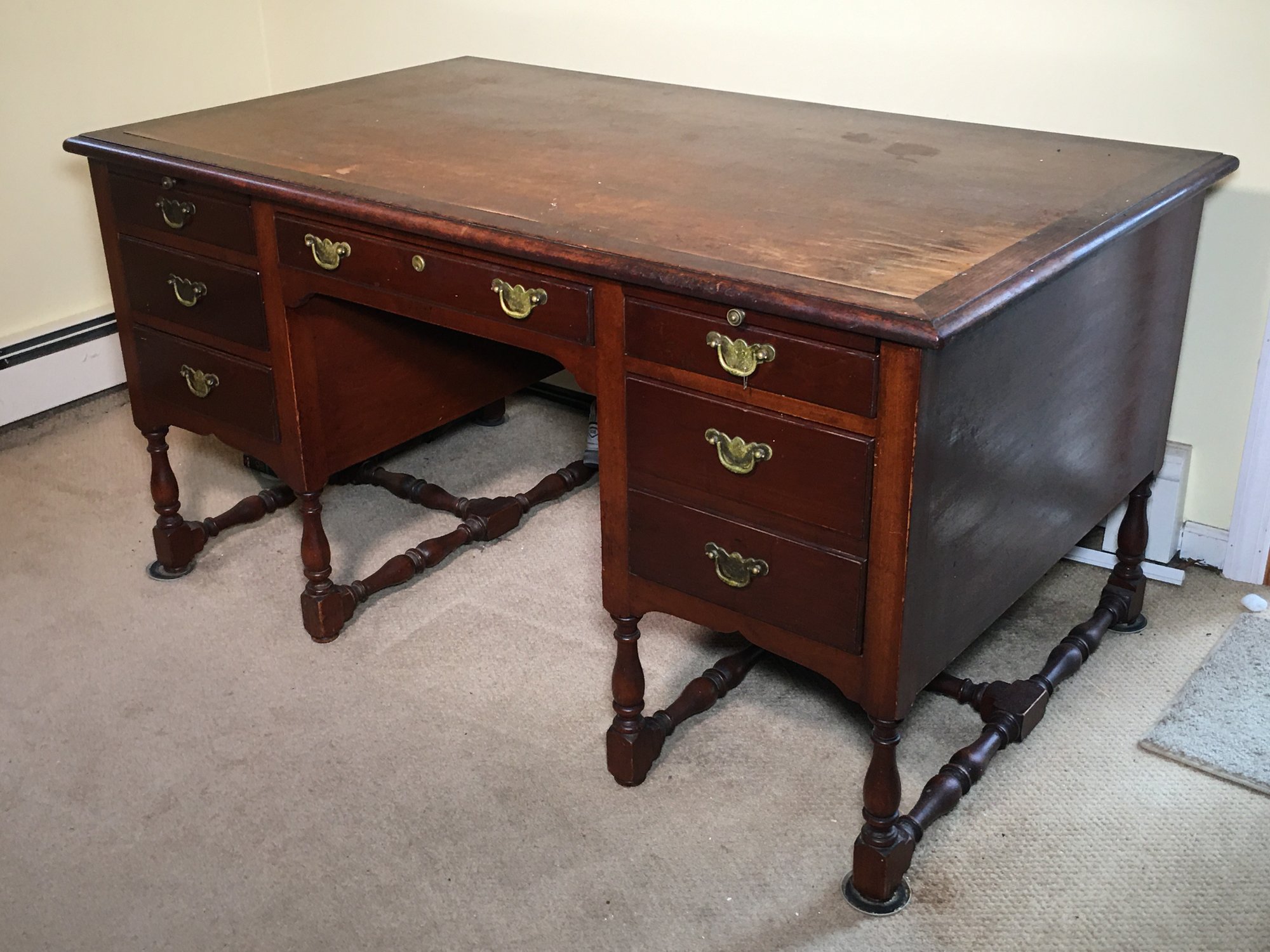 Very Large Antique Desk - Has Locking Mechanism - Back Is Finished ...