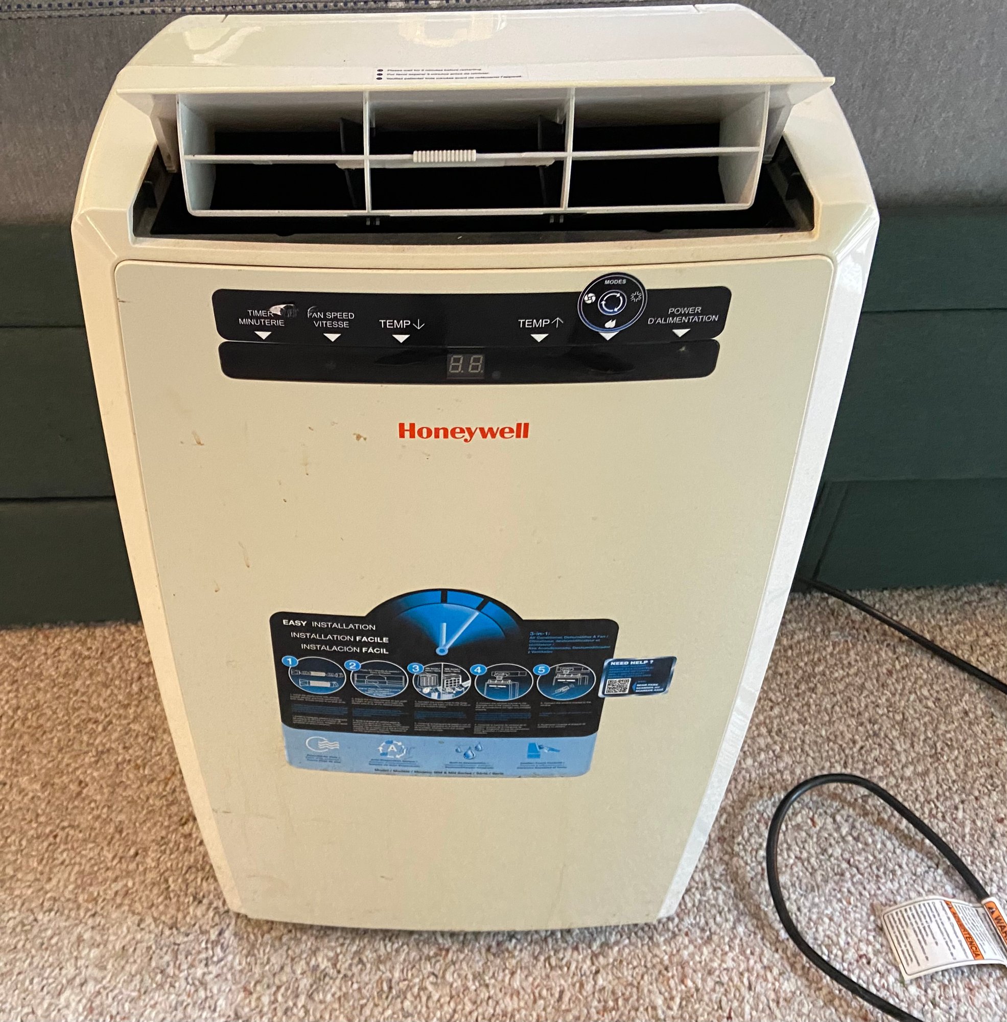 Honeywell 10,000 BTU Portable Rolling Room Air Conditioner #1944290 ...