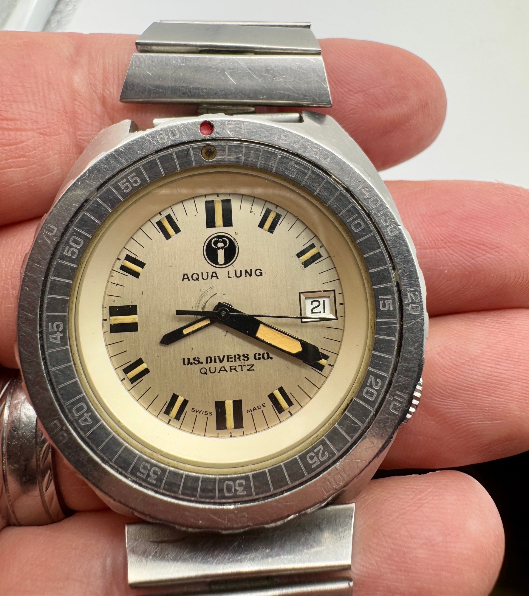 Authentic US Divers Co Swiss Aqua Lung Watch 102027 Stainless Steel 30 ...