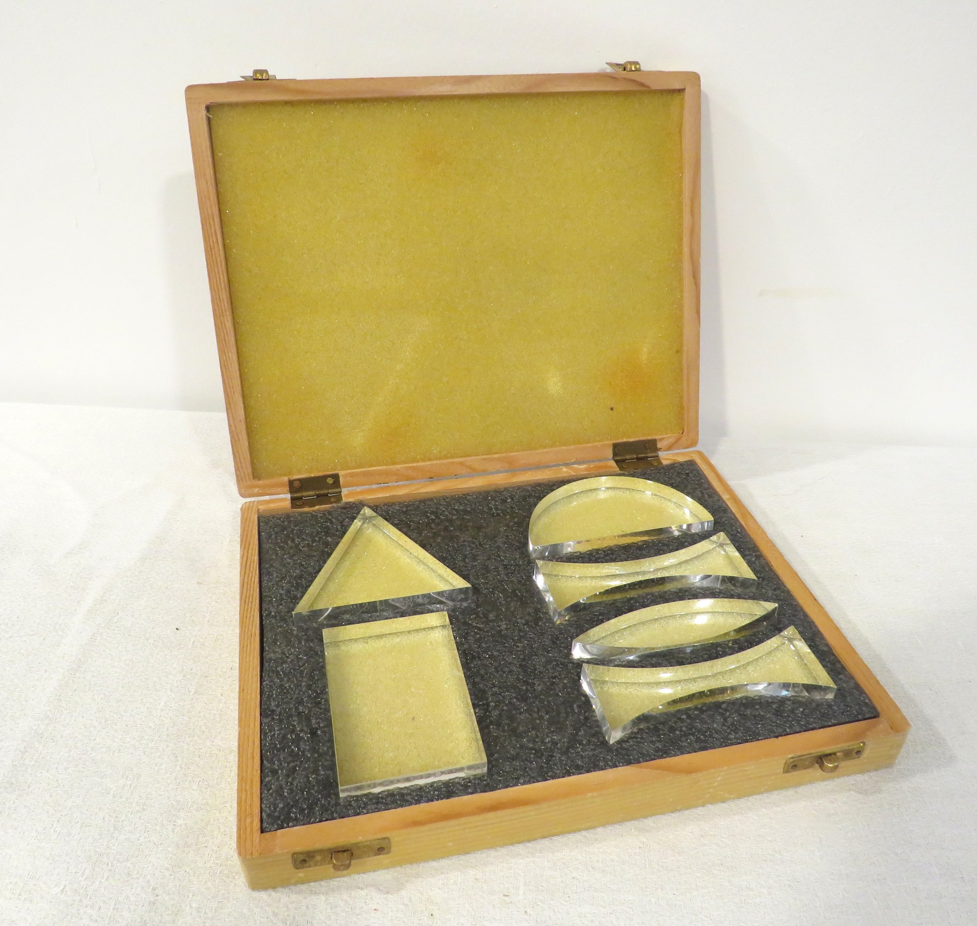 Wood Box With Glass Prisms #1492938 | Auctionninja.com