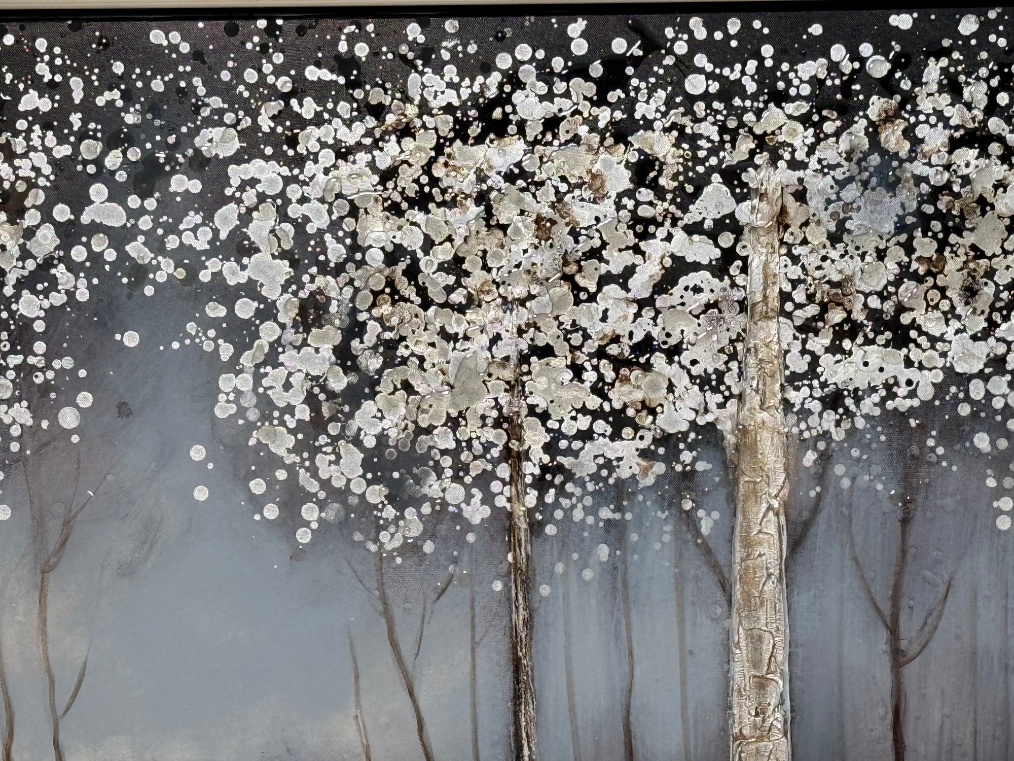 Gorgeous Silver Leaf Forest Landscape Embellished Framed Wall Art ...