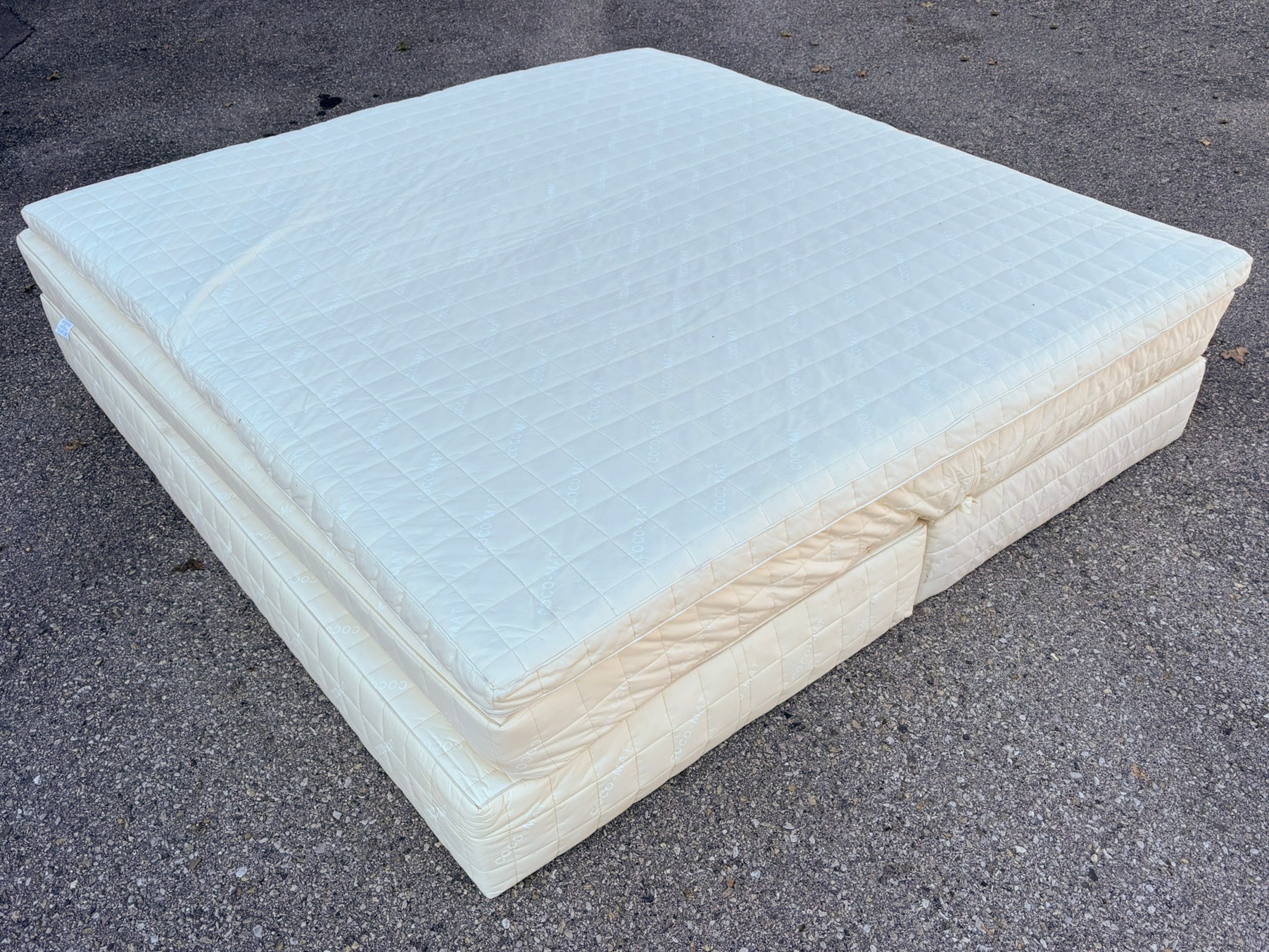 A Hand Made Coco Mat King Bed Setup: Box Springs, Mattress, And Pillow ...