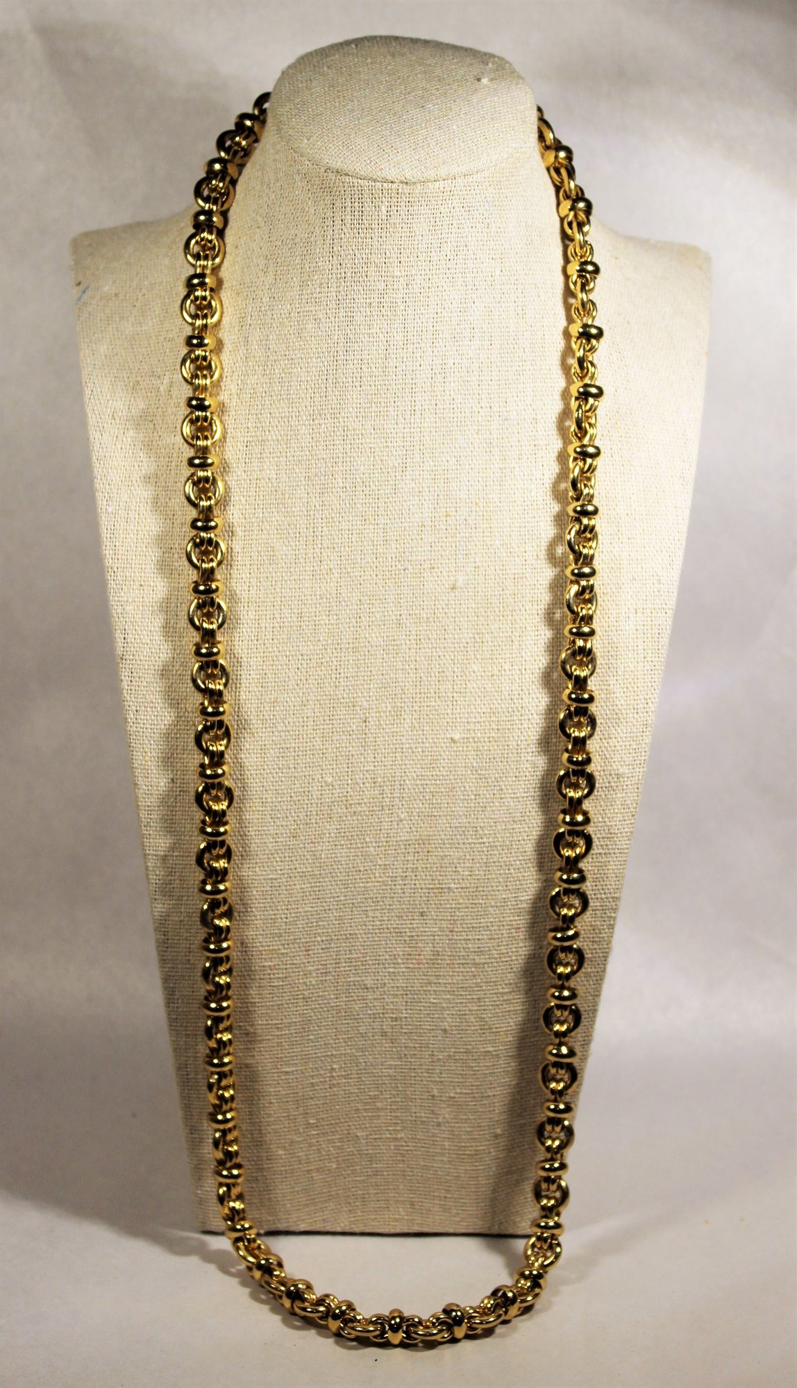 Very Heavy Gold Tone Super Quality Chain Necklace Elongated 30 ...
