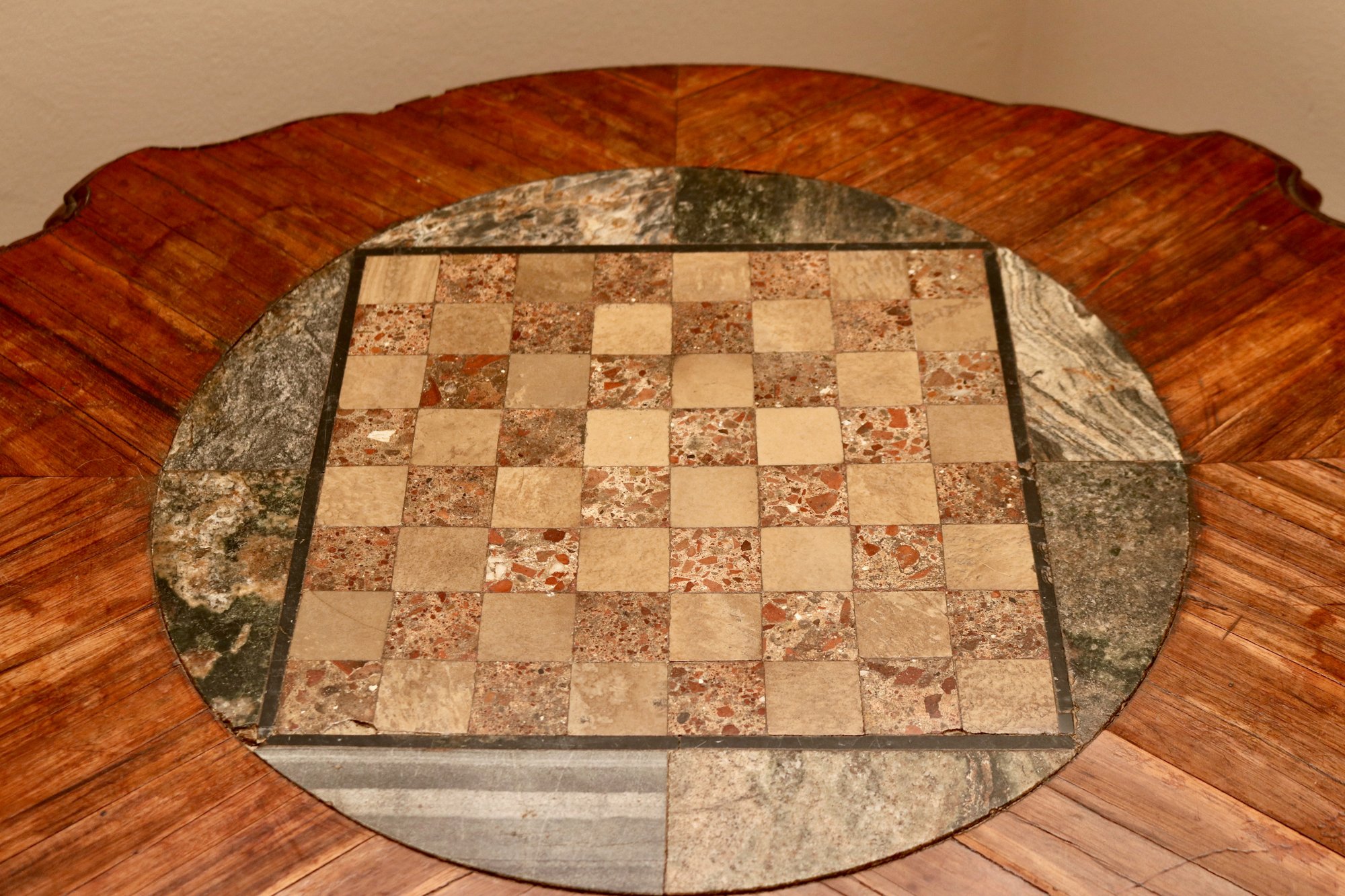 Antique Parquetry And Stone Inlaid Game Round Table $2000 #2138116 ...