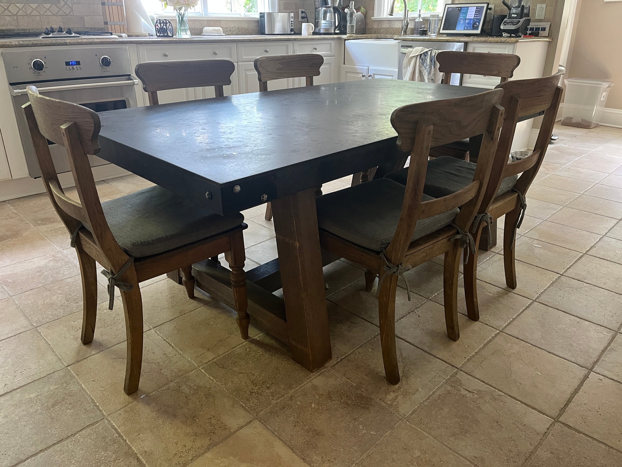 An RH French Beam Concrete And Teak Dining Table - 72 Inch #40851446 | Auctionninja.com