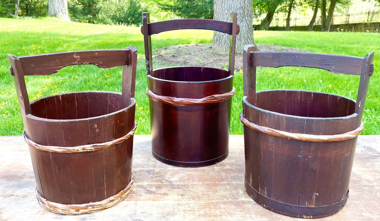A Trio Of Antique Chinese Well Buckets #40711439 | Auctionninja.com
