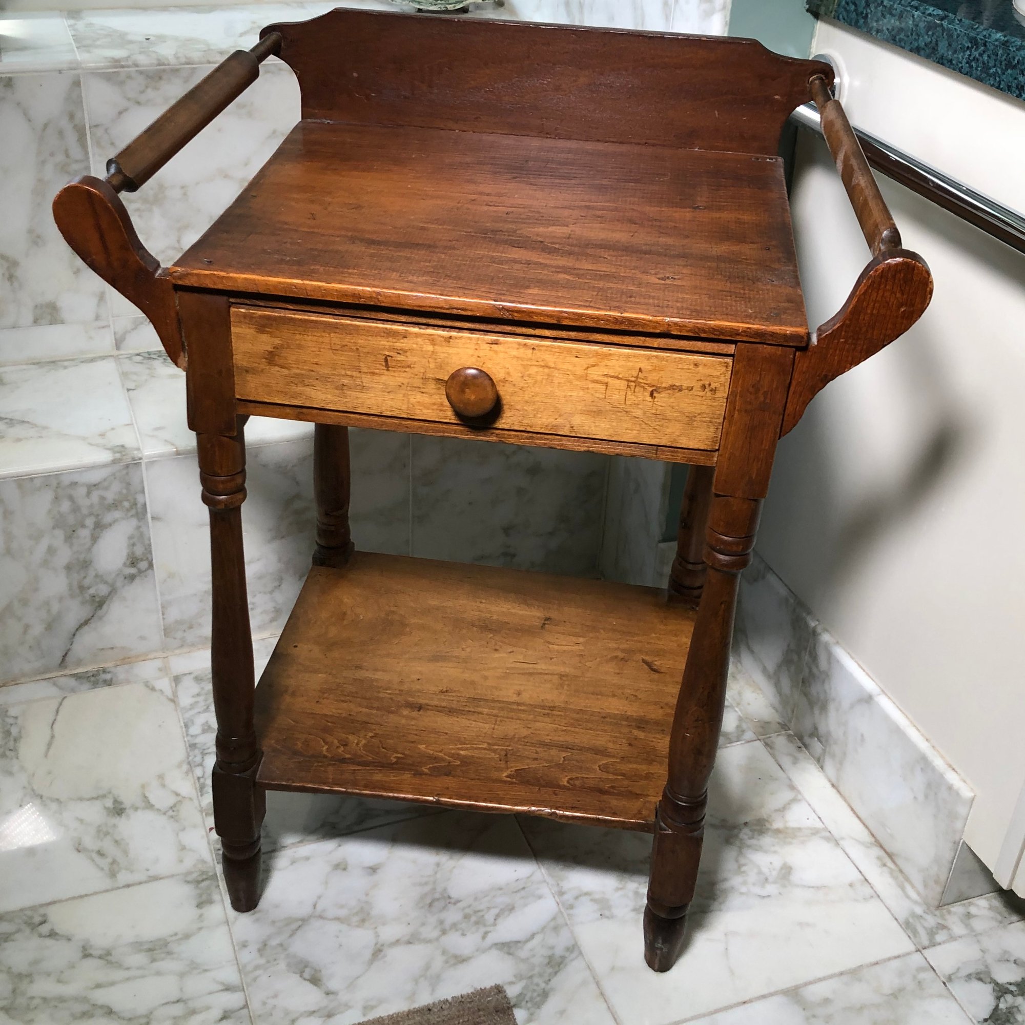 Antique Wash Stand Circa 1860-1880 Walnut - One Drawer And Two Towel ...