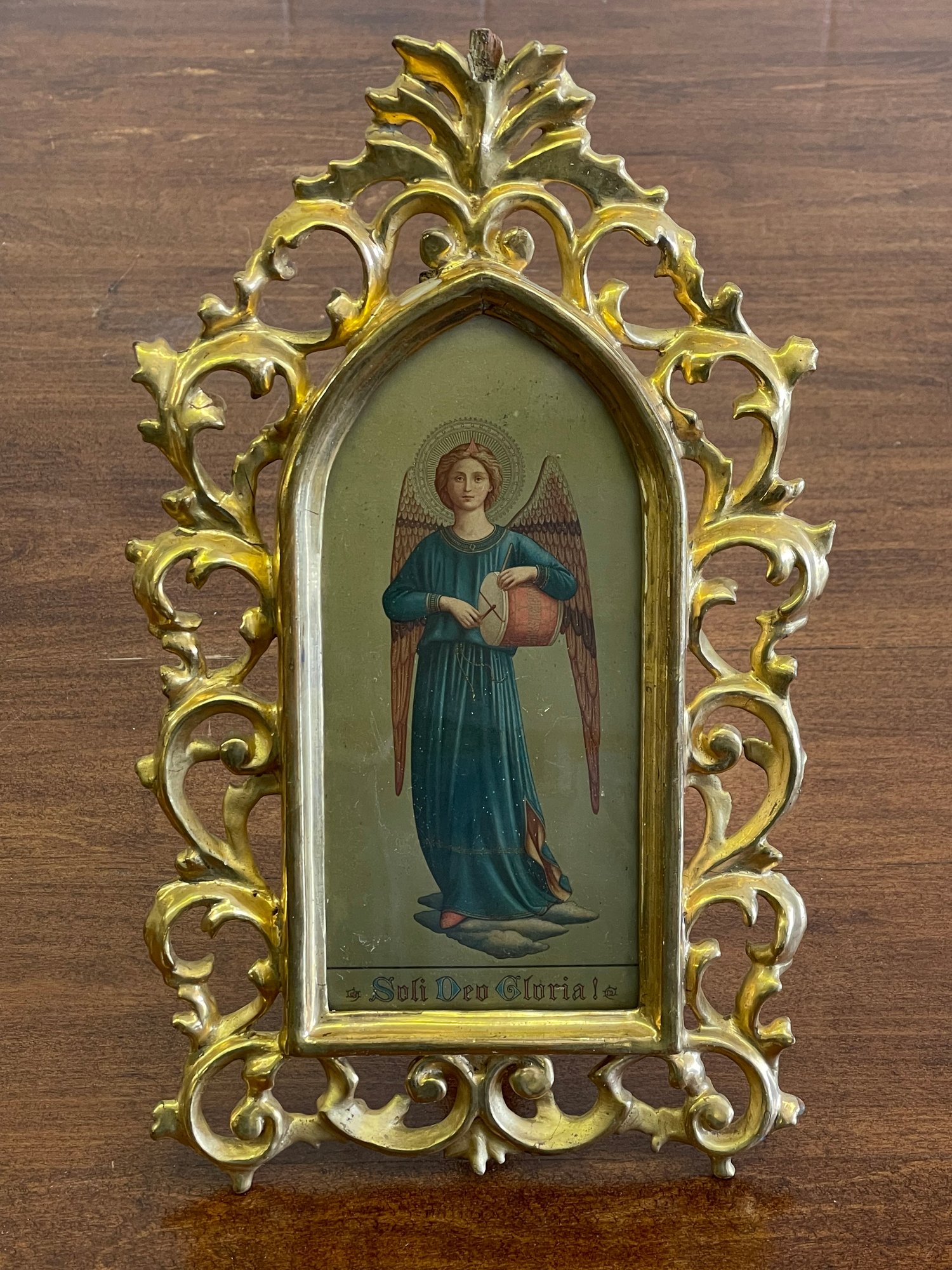 Antique Florentine Italian Angel Print In Gilt Wood Frame Gloria In ...