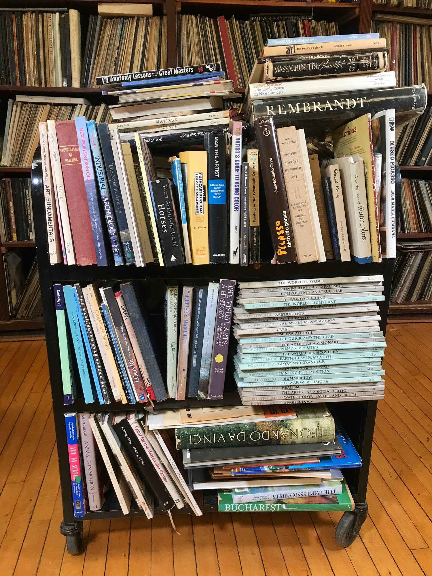 HUGE Rolling Library Cart With Over 200 Art Books - Both Sides Full And ...