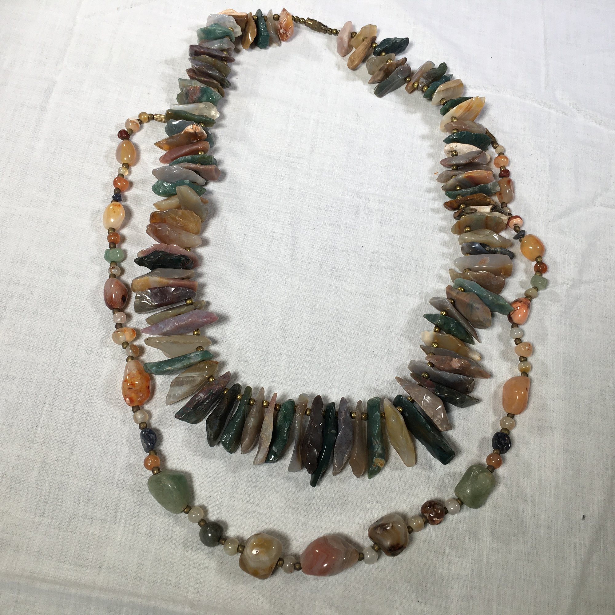 Two Vintage Semi Precious Stone Necklaces - Very High Polished Stones ...