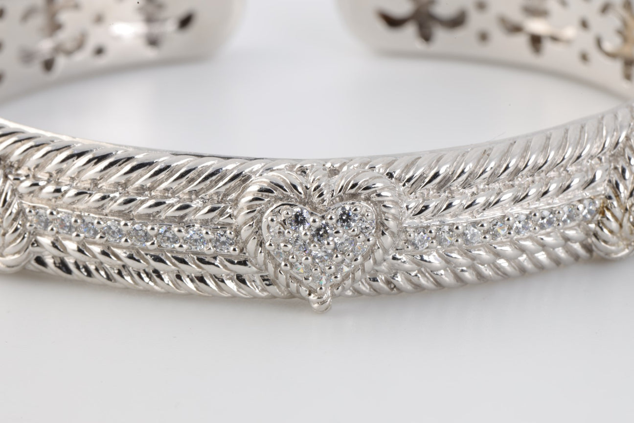 1980's Judith Ripka Sterling Silver 925 Diamonique CZ 3 Heart Hinged ...