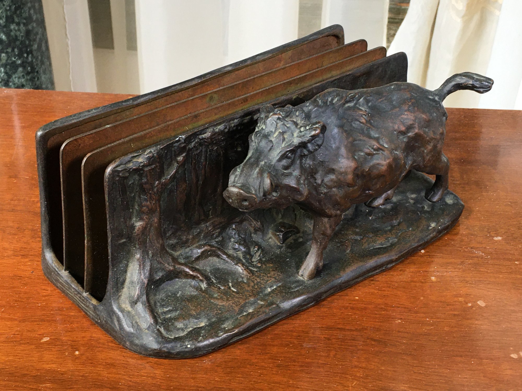 Antique Friedrich Gornik (1877-1943) Bronze Boar Desk Letter Holder ...