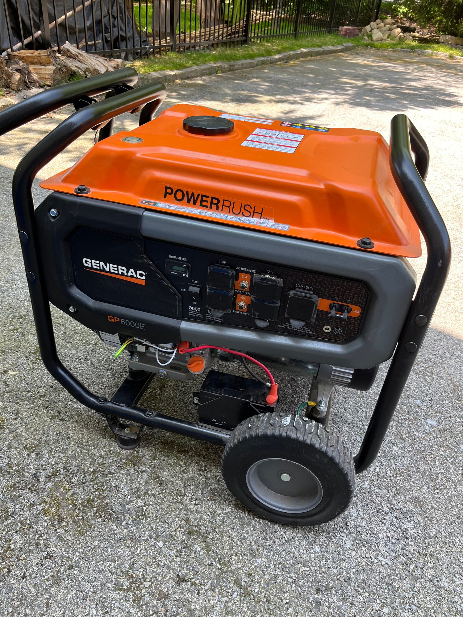 Generac GP8000E 8000 Watt Electric Start Portable Generator, Power Cord ...