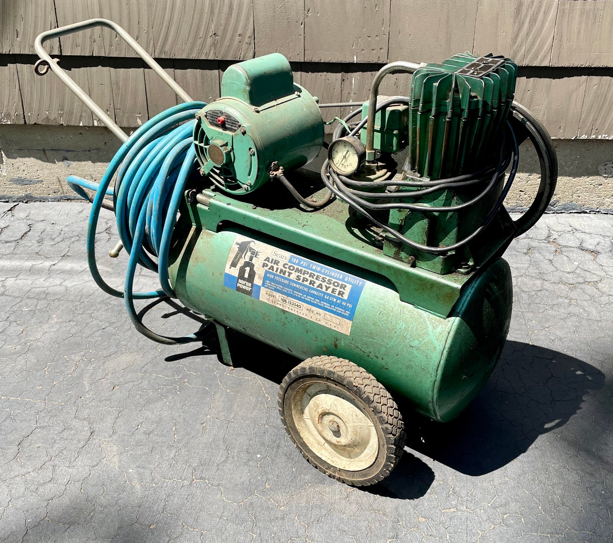 Sears Model 106.153540 100 PSI Twin Cylinder Utility Air Compressor ...