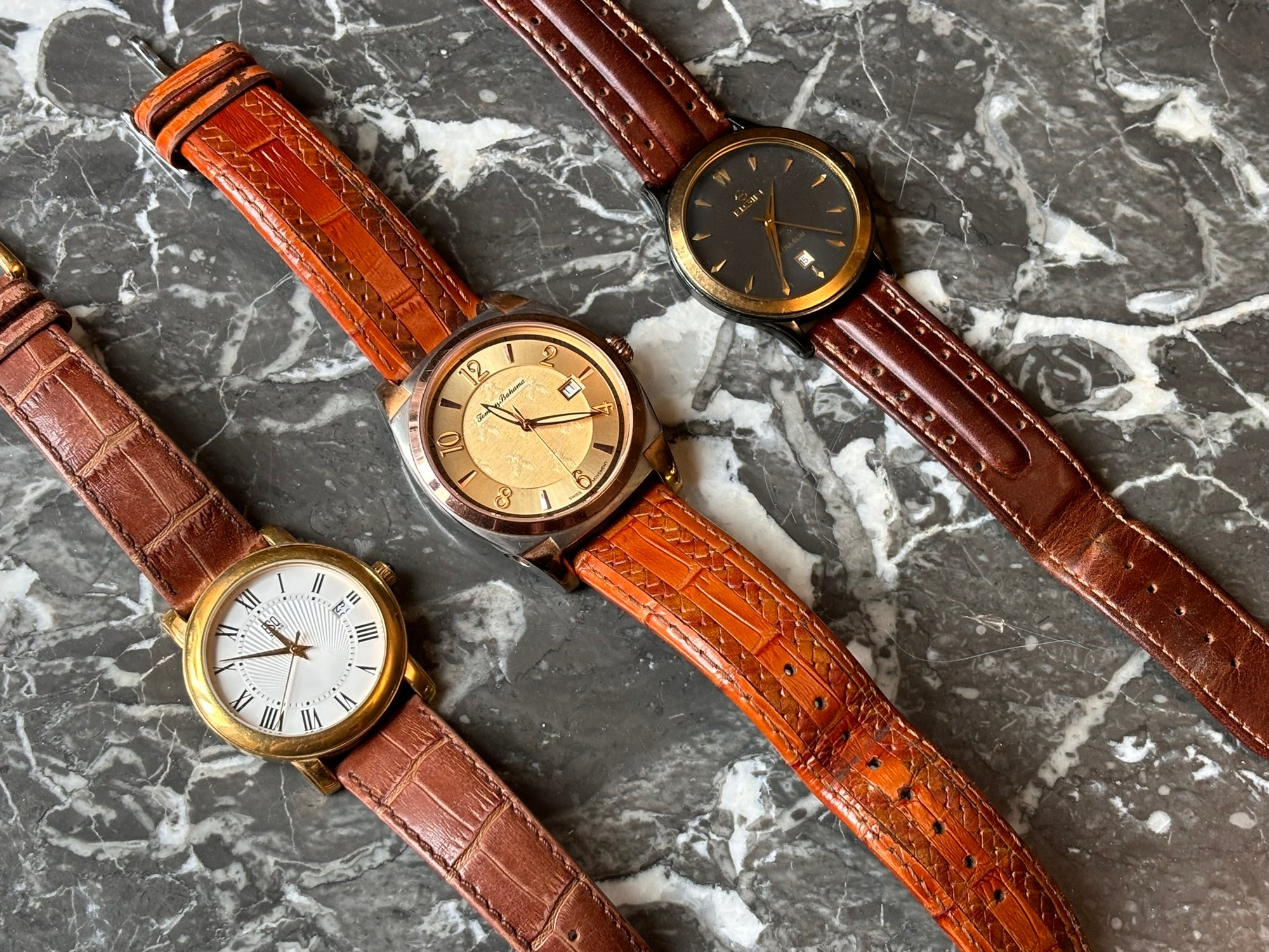 A Trio Of Mens Watches With Leather Bands #40801331 | Auctionninja.com
