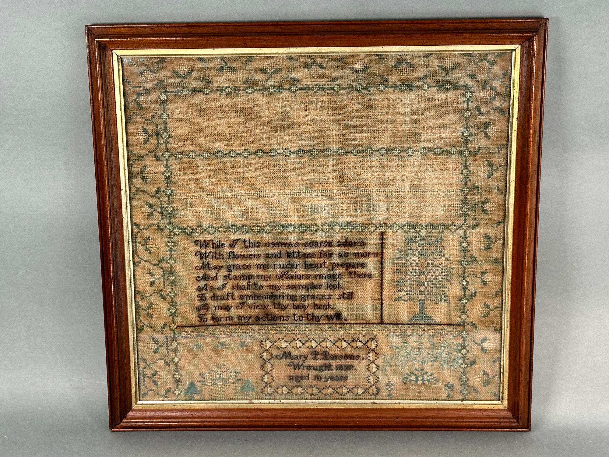 Antique 1827 Needlepoint Sampler #40804011 | Auctionninja.com