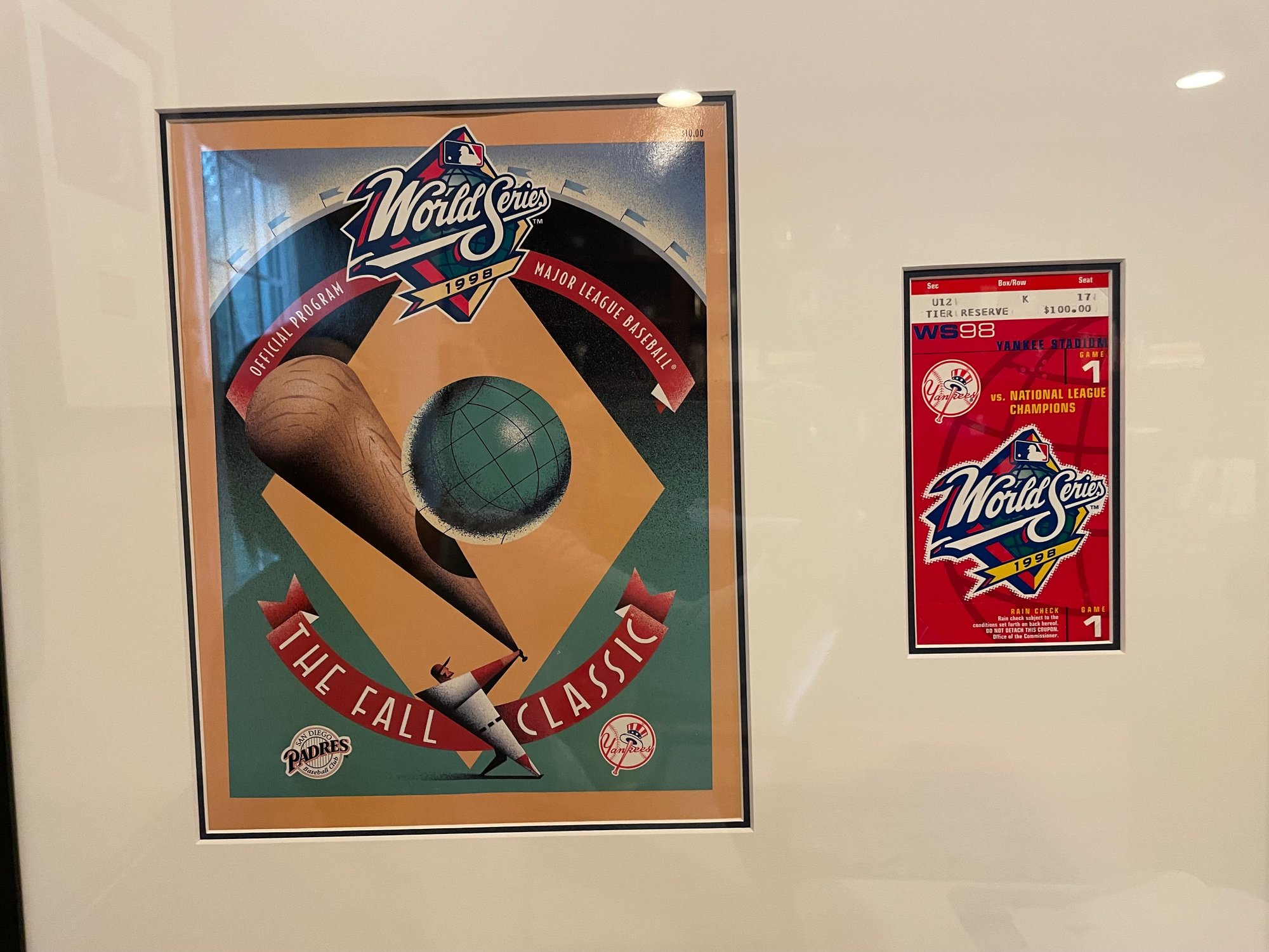 NY Yankees Framed World Series Programs & Tickets From 1996, 1998, 2000 ...