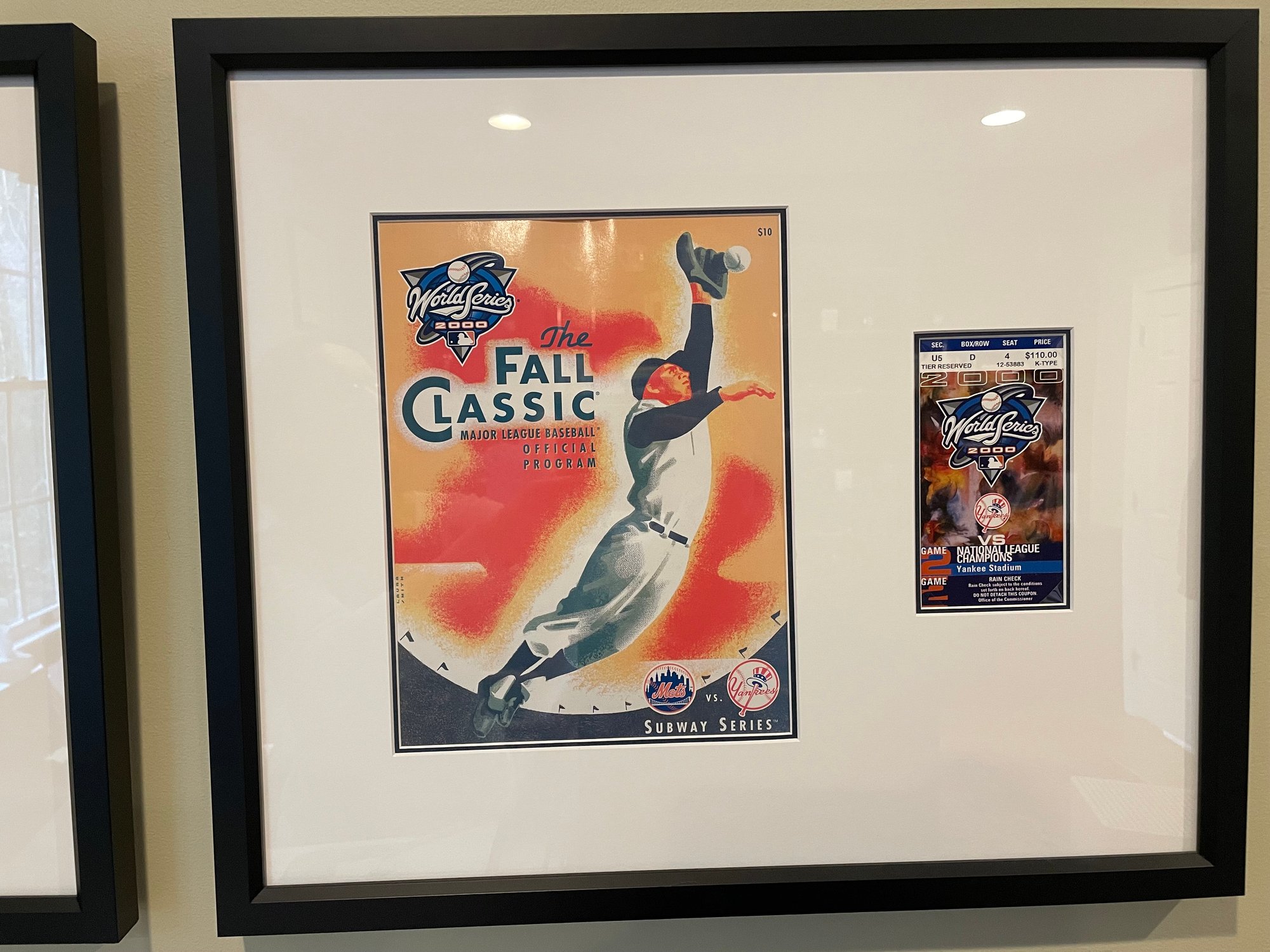 NY Yankees Framed World Series Programs & Tickets From 1996, 1998, 2000 ...
