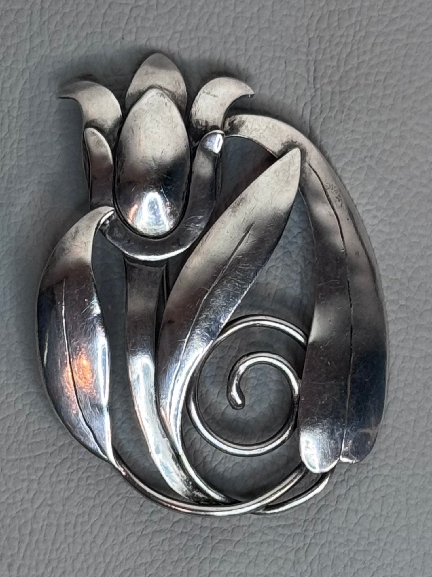Vintage Sterling Silver Tulip Brooch - Mid-century Modernist Quality ...