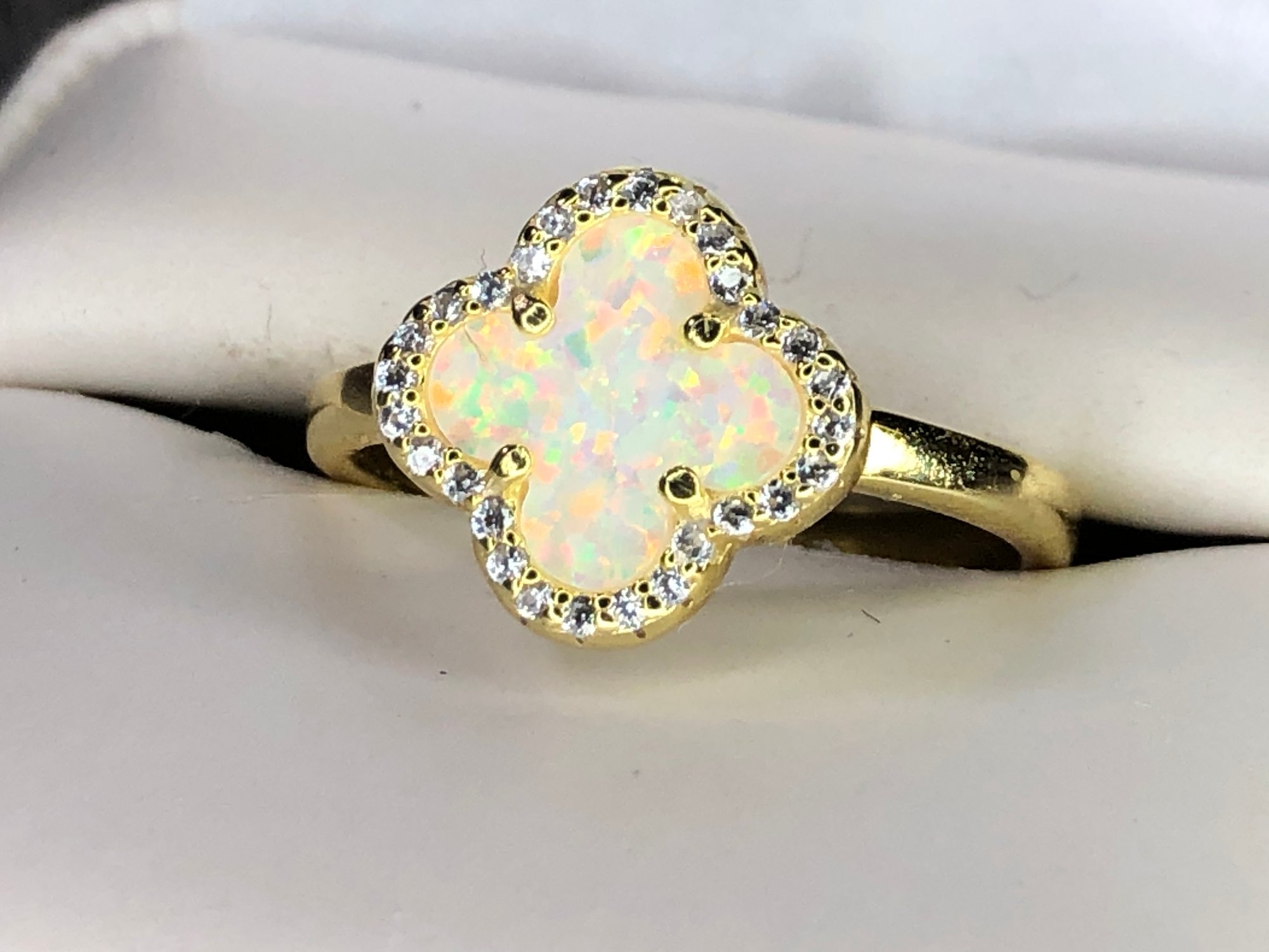 Fabulous Van Cleef / Alhambra Style Opal Ring With 14K Gold Overlay ...