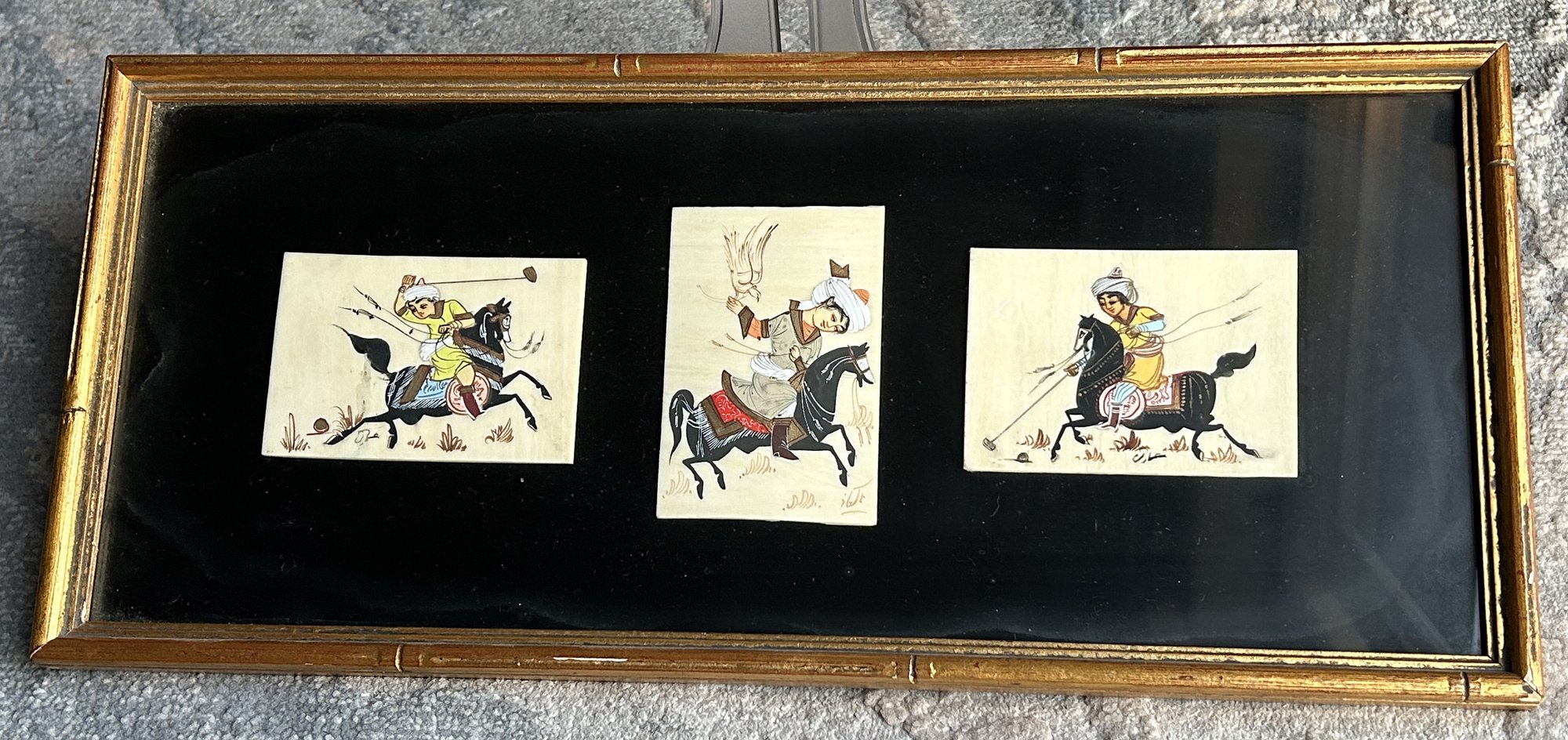 Antique Triptych Of PERSIAN KHATAM PAINTINGS On CAMEL BONE- Artist ...