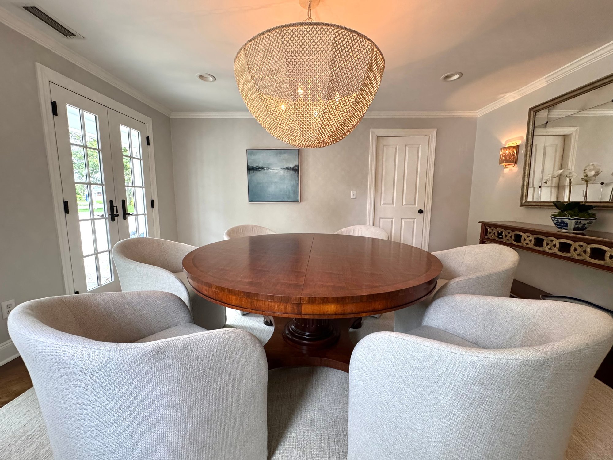 Ralph Lauren 5'-7' Table & 6 Bernhardt Swivel Chairs (LOC:F1) #2146313 ...