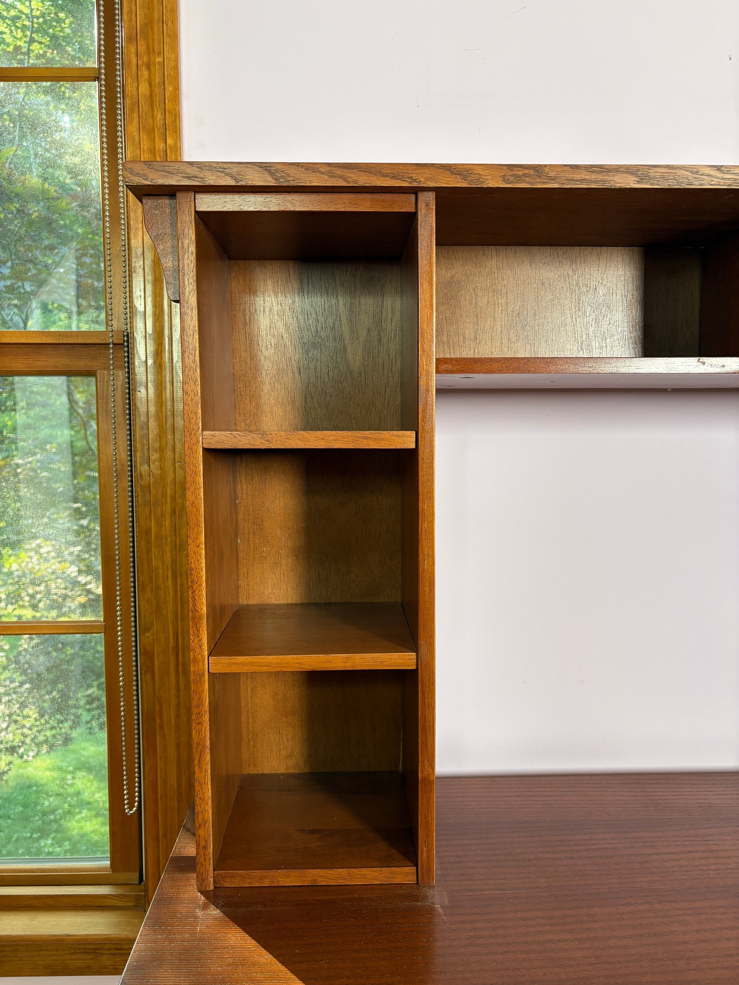 Two Piece Craftsman Style Desk With Free Floating Bridge Shelf ...