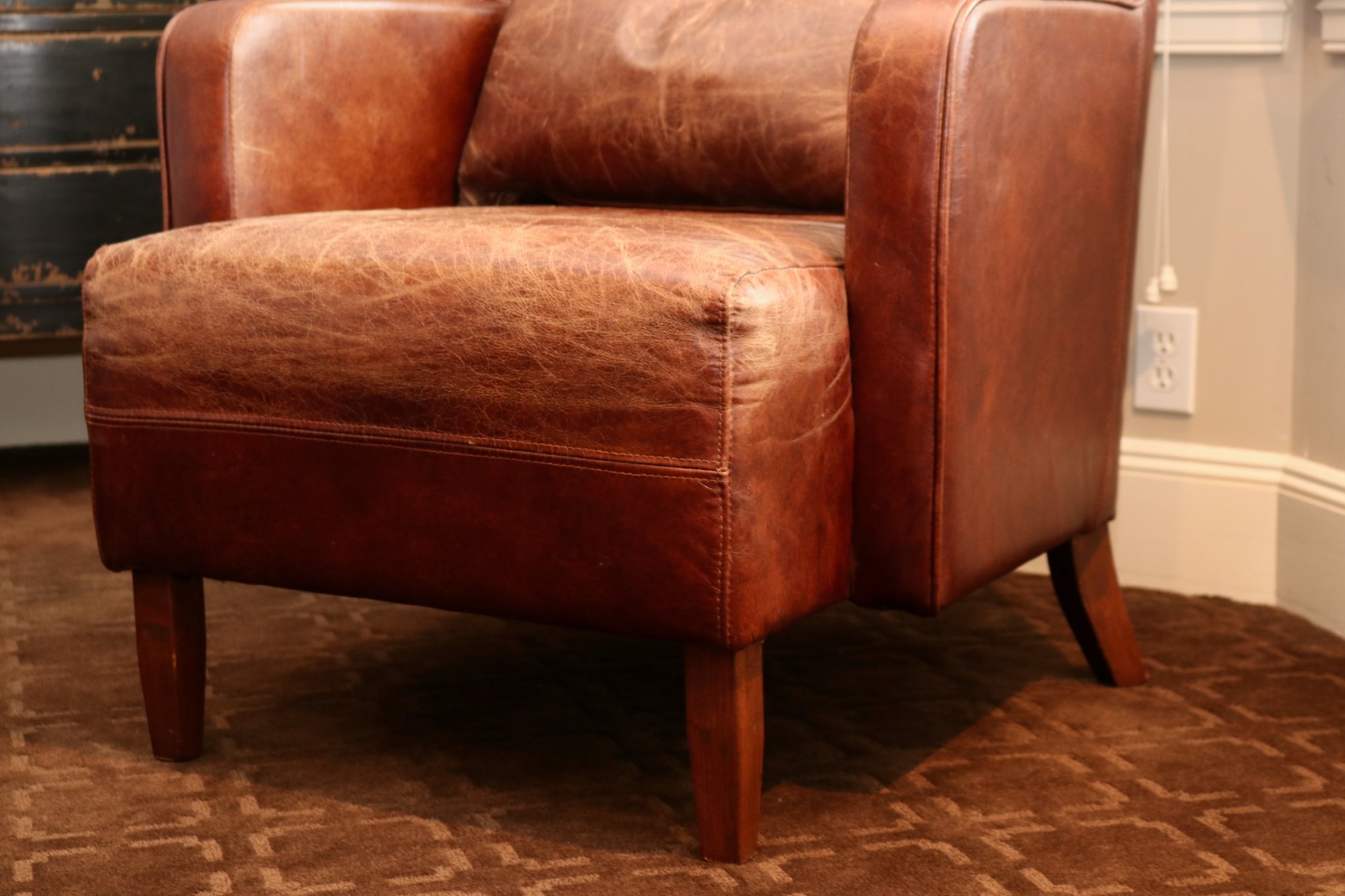 Drake Distressed Leather Club Chair With Matching Lumbar Pillow ...