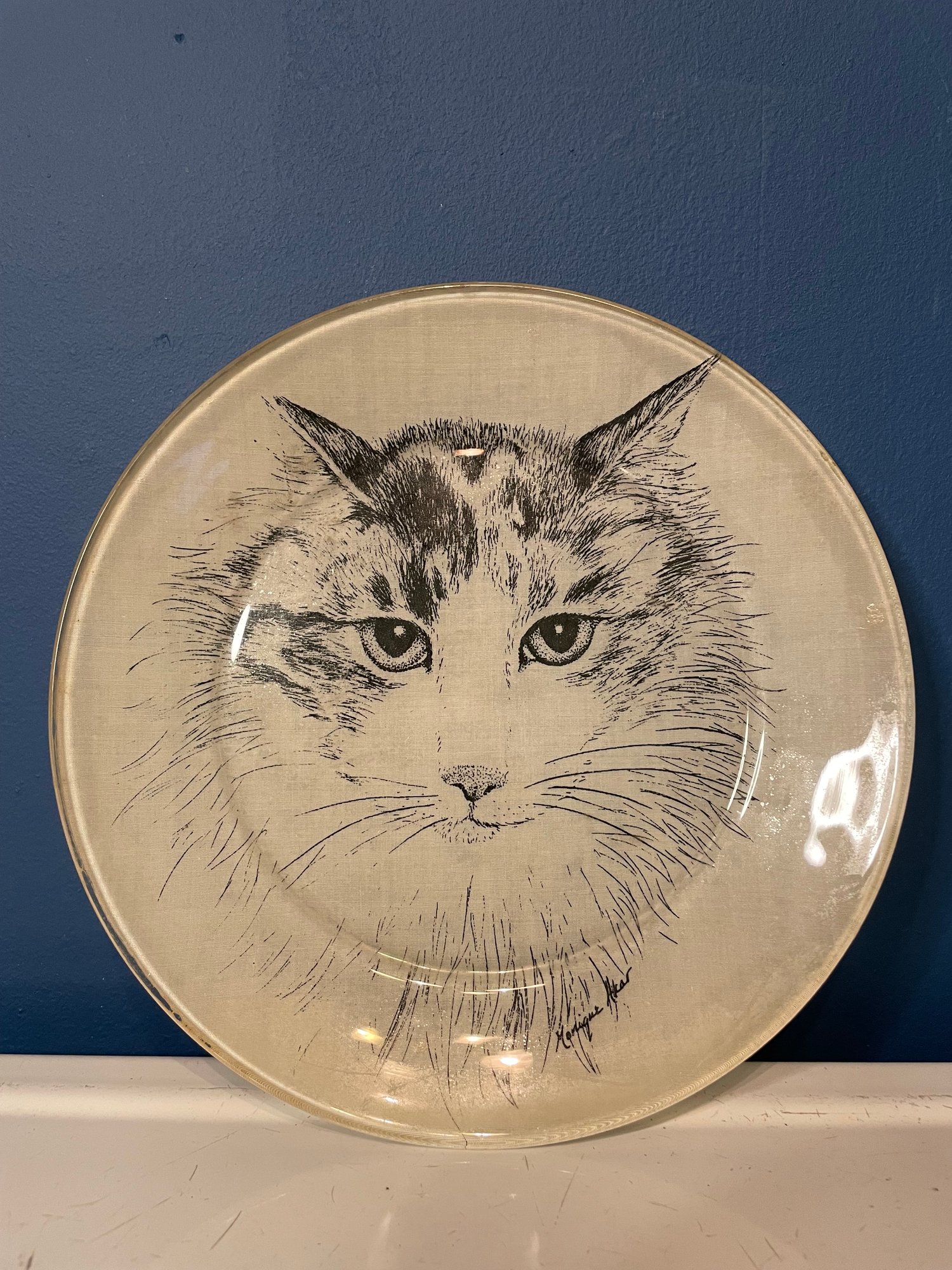 Black & White Vintage Cat Plate Signed By Monique Akar #1881667 ...